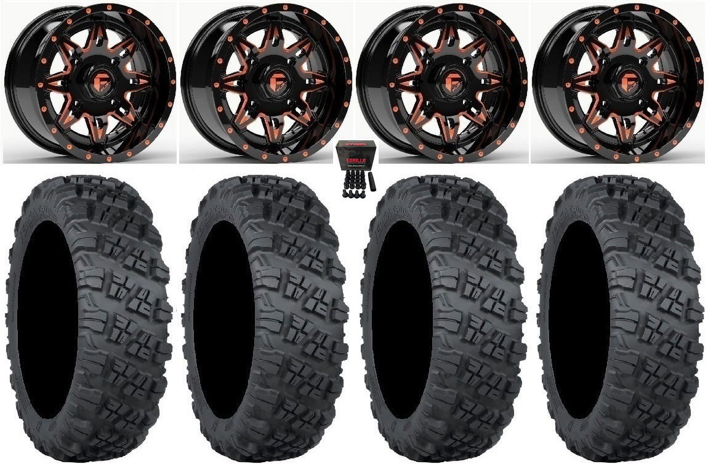 Fuel Lethal 15" Wheels Orange 30" Versa Cross V3 Tires Sportsman RZR ...