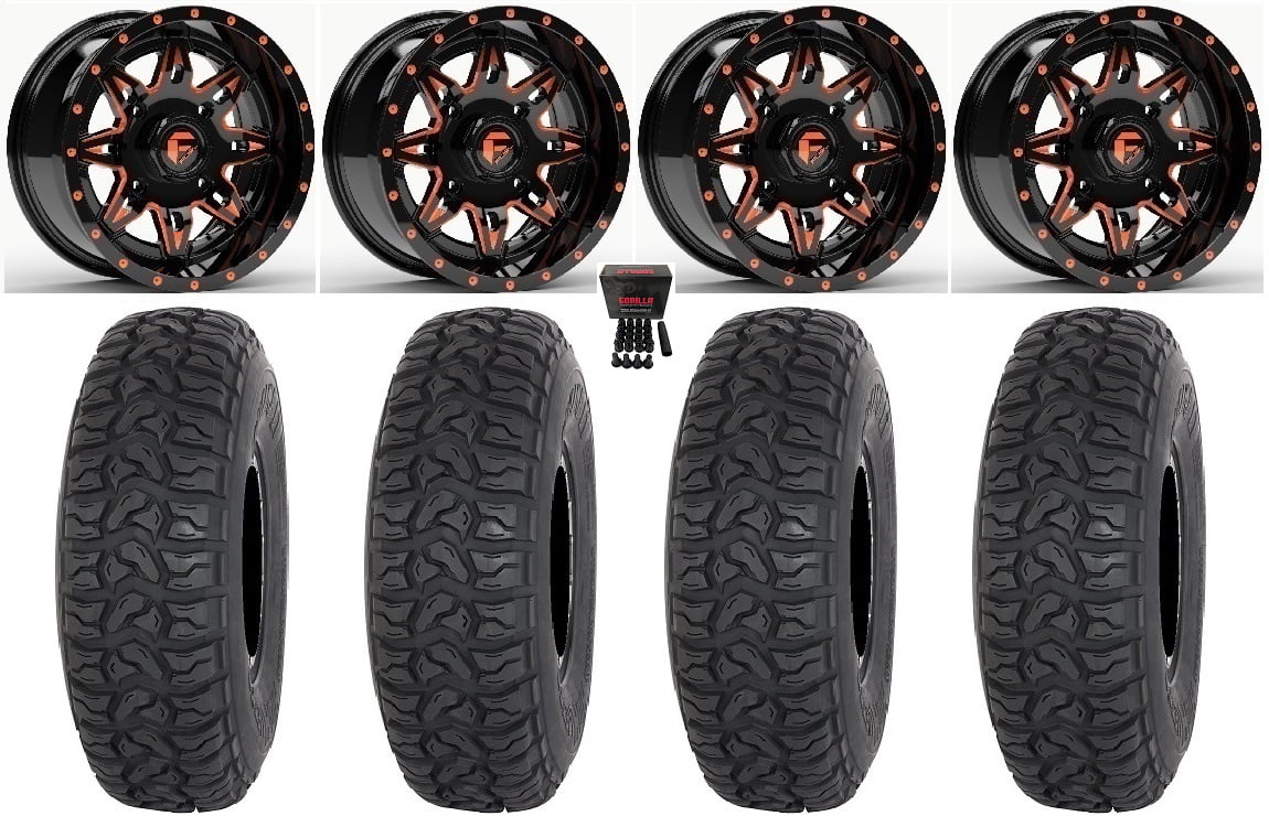Wheels Rzr Fuel Lethal UTV Wheels (14", Gloss Black/Red) - Fits Polaris RZR/Ranger + Free Lug ...