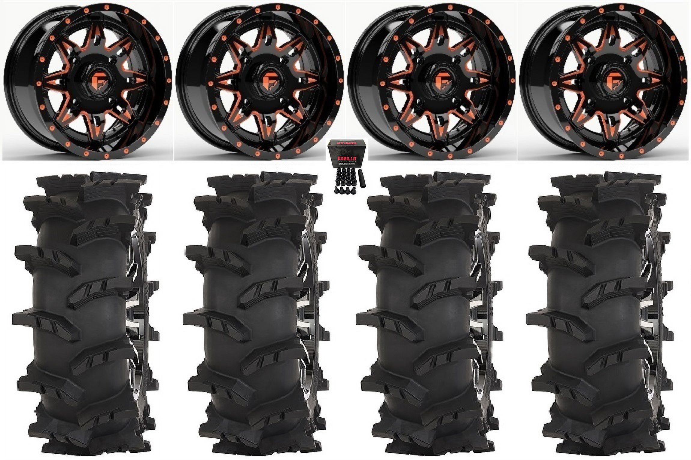 Fuel Lethal 15" Wheels Orange 32" Outlaw Max Tires Polaris RZR XP 1000 ...