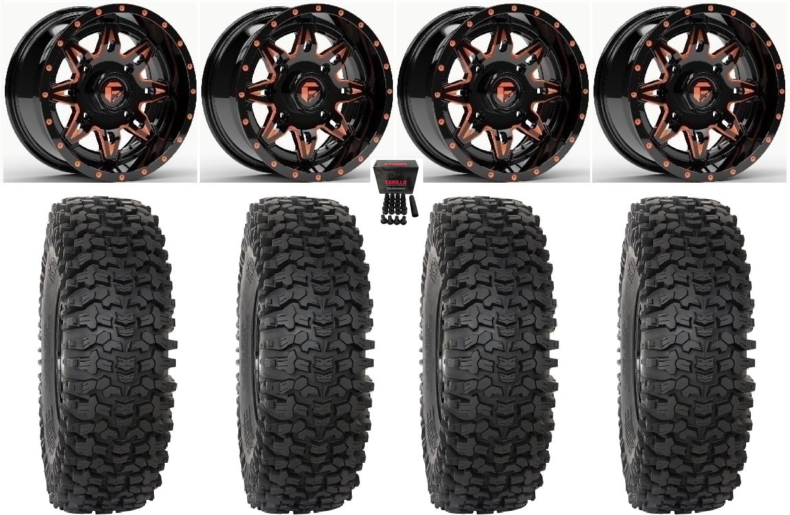 Fuel Lethal 15" Wheels Orange 33" RC500S Sticky Tires Sportsman RZR ...