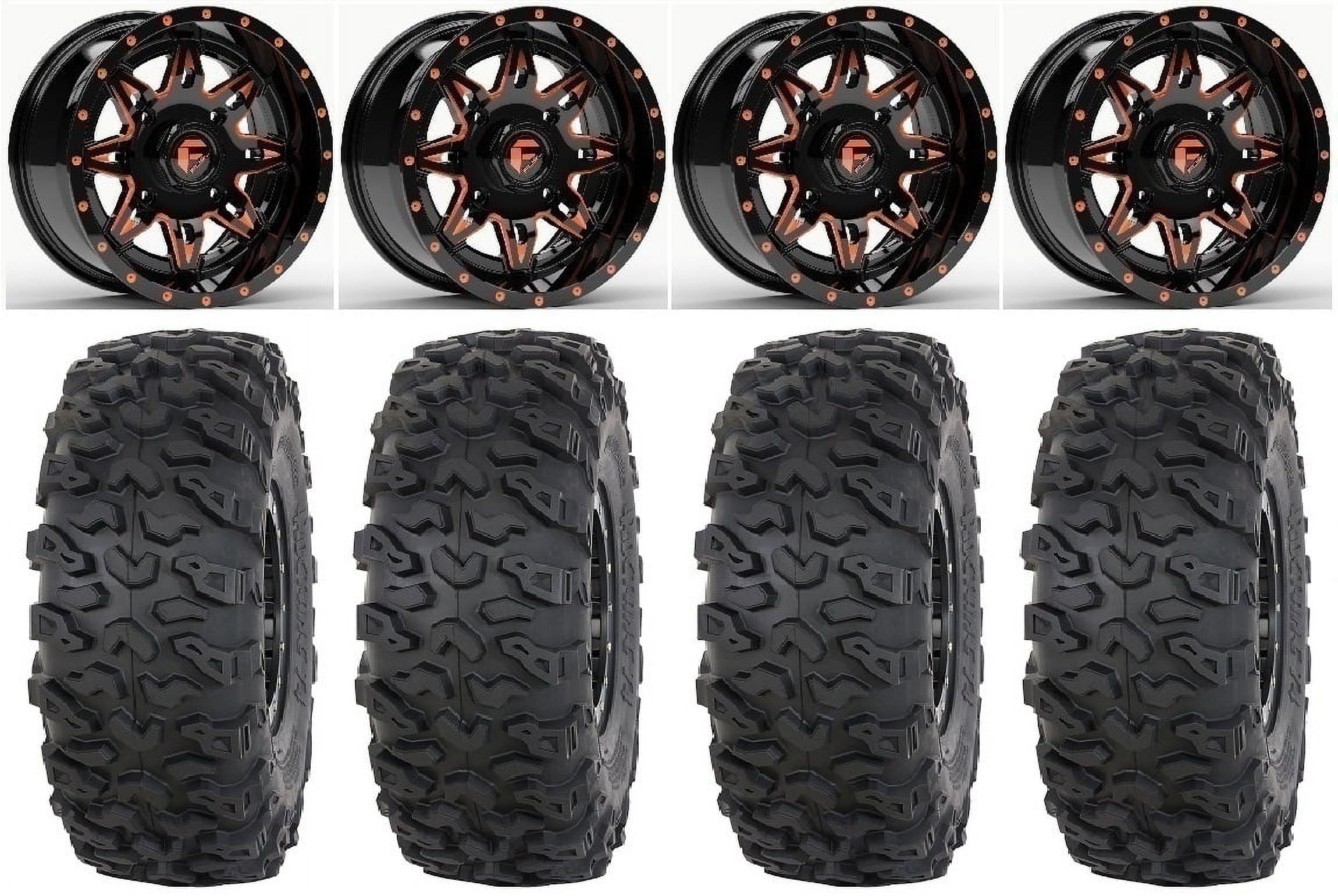 Fuel Lethal 15" Wheels Orange 33" Roctane T4 Tires Sportsman RZR Ranger ...