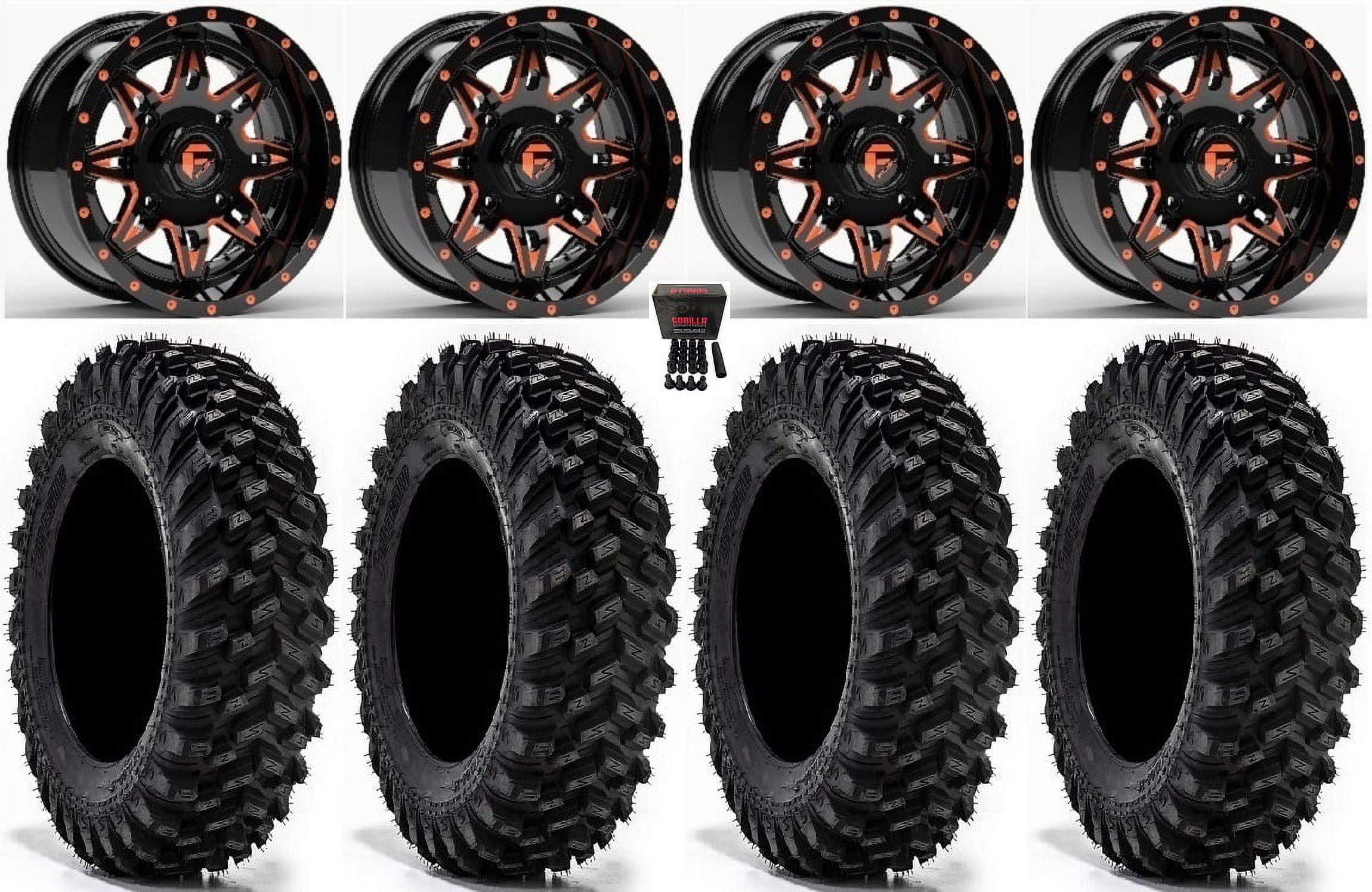 Fuel Lethal 15" Wheels Orange 35" Warrior XT Tires Polaris RZR XP 1000 ...