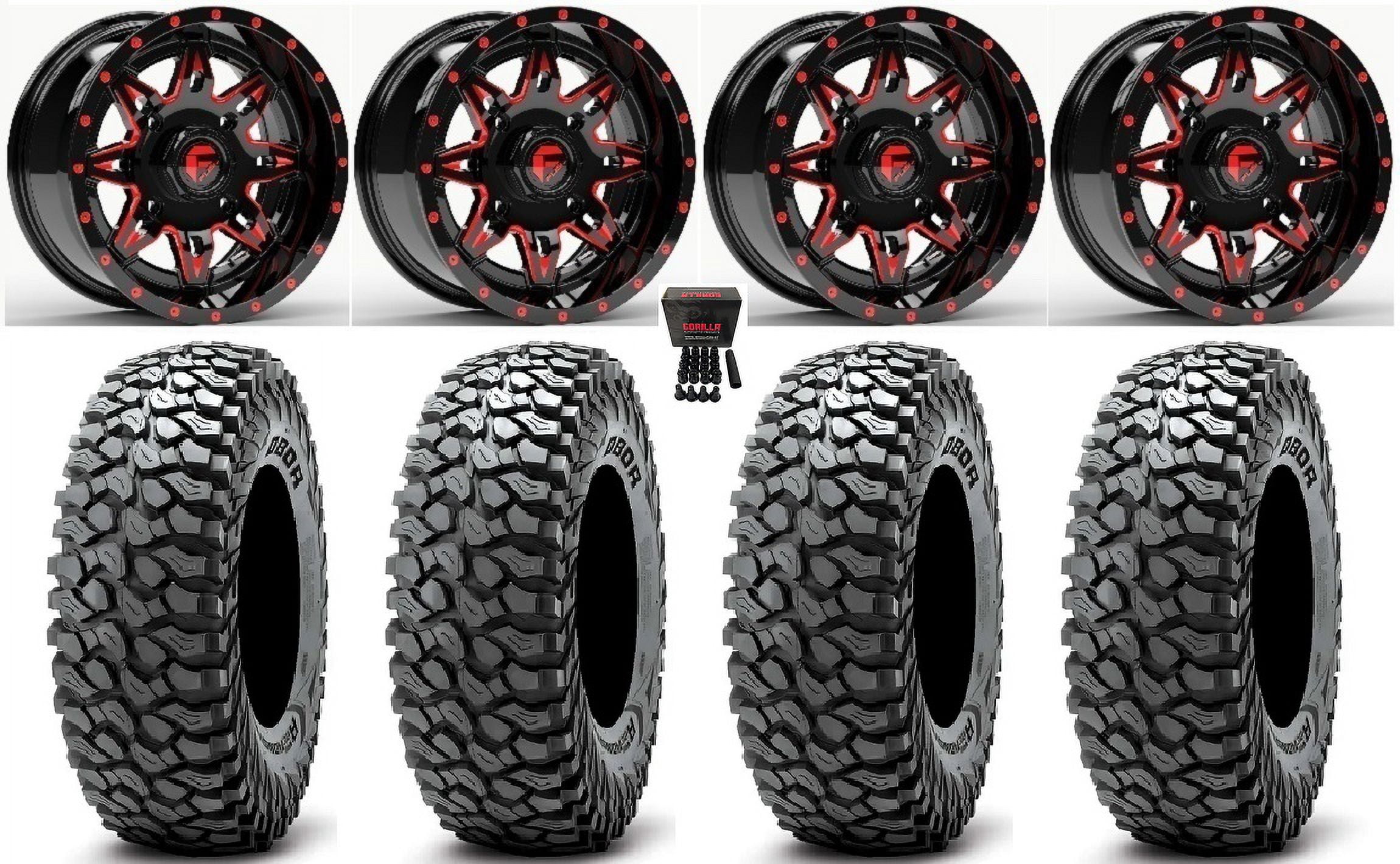 Fuel Lethal 15" Wheels Red 32" RocScraper Tires Kawasaki Mule Pro FXT ...