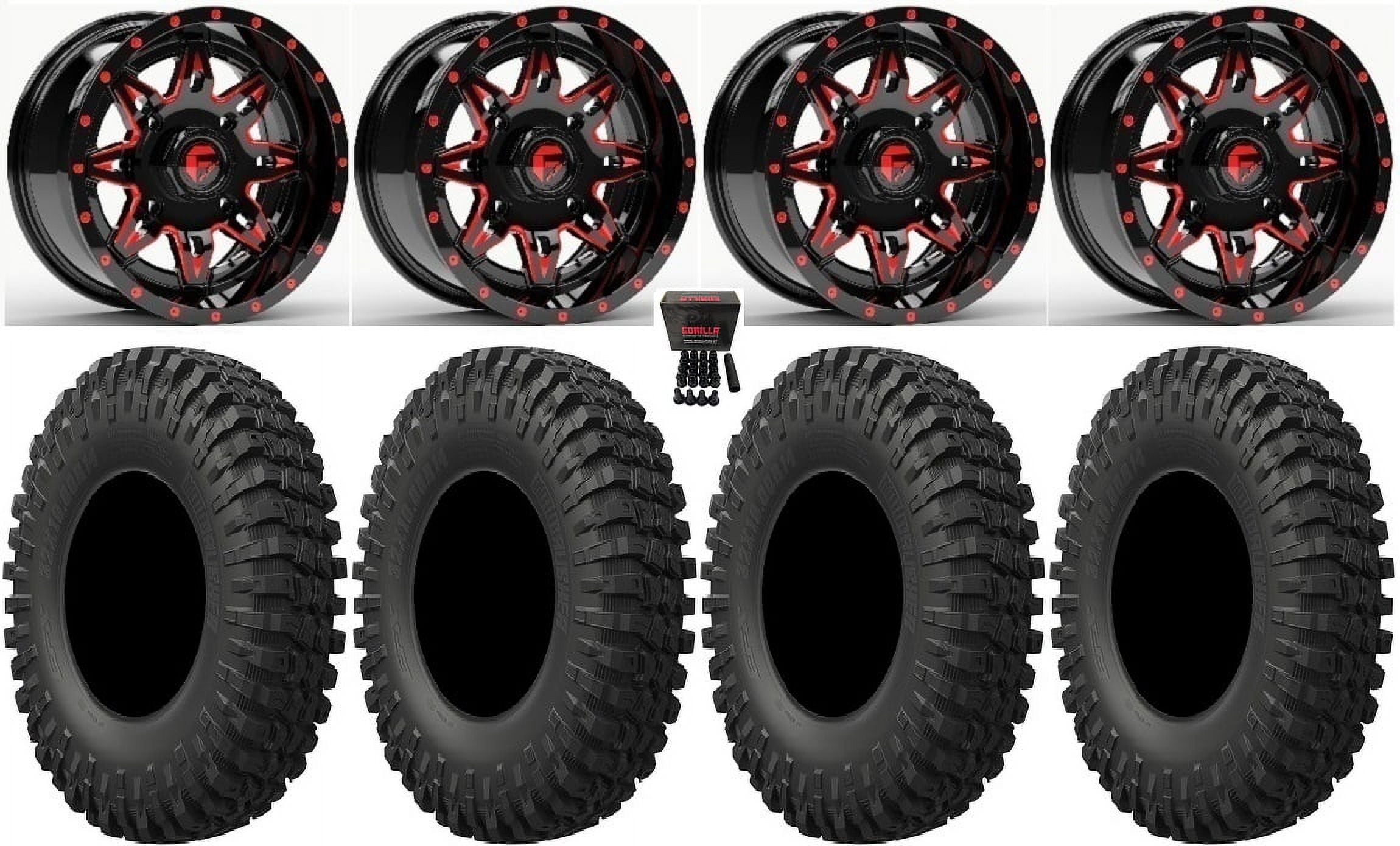 Fuel Lethal 15" Wheels Red 37" MotoCrusher Tires Sportsman RZR Ranger ...