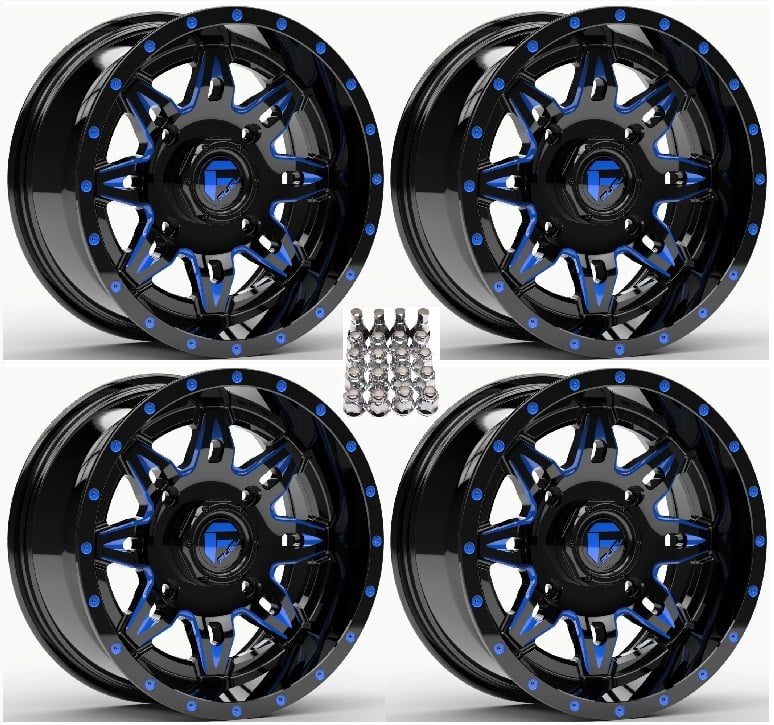 Fuel Lethal ATV Wheels Blue/Black 15" Sportsman 550 850 1000 - Walmart ...