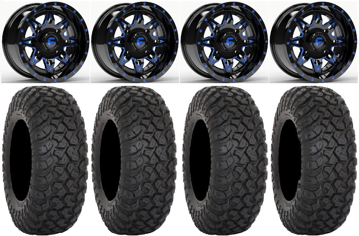 Fuel Lethal Blue 15" Wheels 35" RT320 Tires Can-Am Maverick X3 / Honda ...