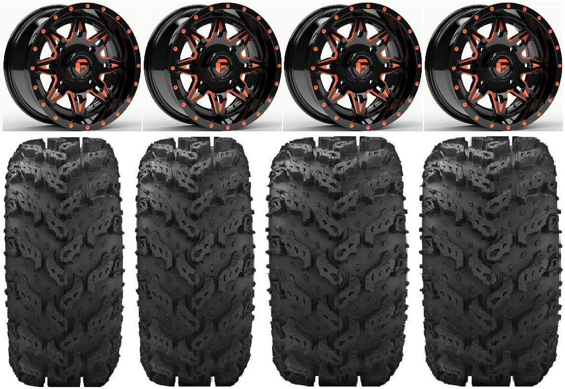 Fuel Lethal Orange 14" Wheels 27" Reptile Tires Polaris RZR XP 1000 ...
