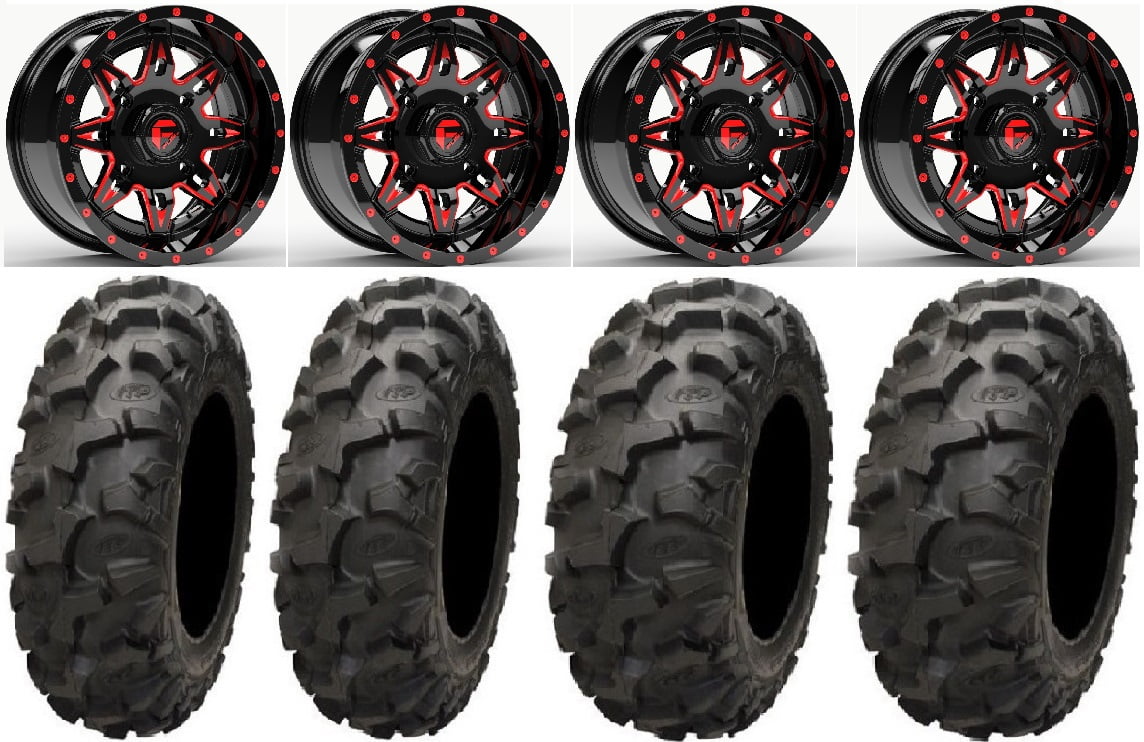 Fuel Lethal Red 14" Wheels 27" Blackwater Tires Polaris RZR XP 1000 ...