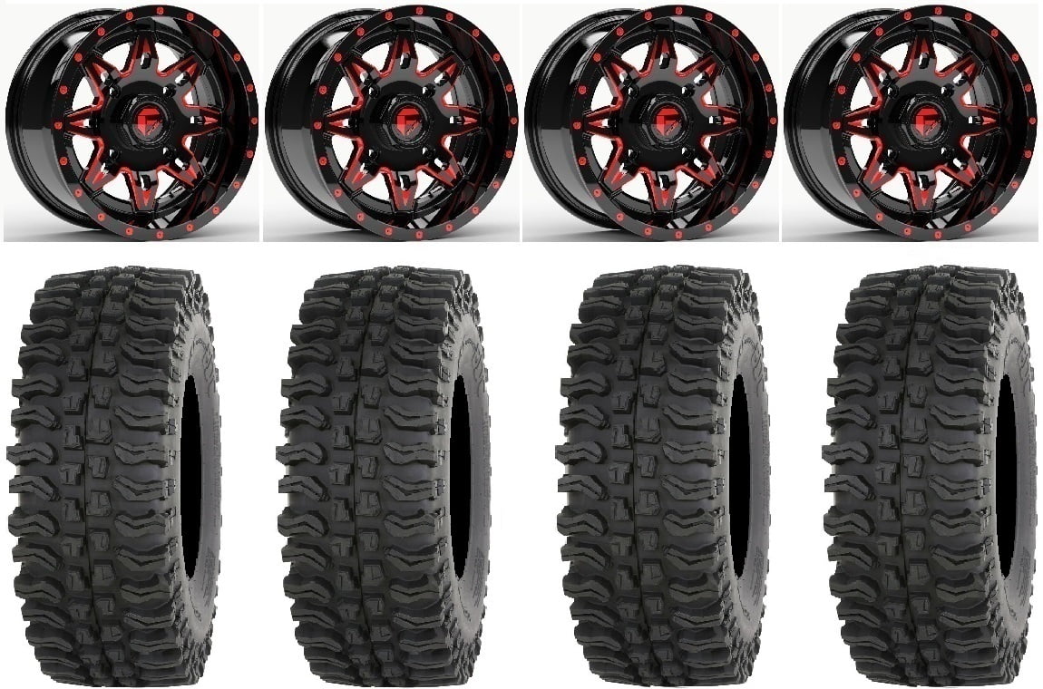 Fuel Lethal Red 14" Wheels 28" BDC Tires Polaris RZR XP 1000 / PRO XP / Ranger XP 900/1000 ...