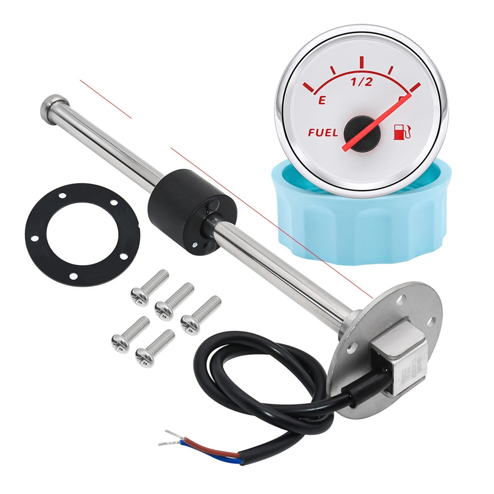 Fuel Level Gauge Meter 0-190 Ohm With Red Backlight 100-500mm Stainless ...