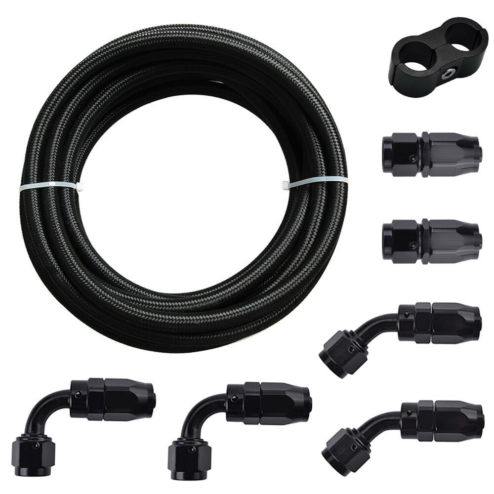 Fuel Line 6AN 3/8 10 Feet Braided Oil Gas Fuel Hose End Fitting Hose ...