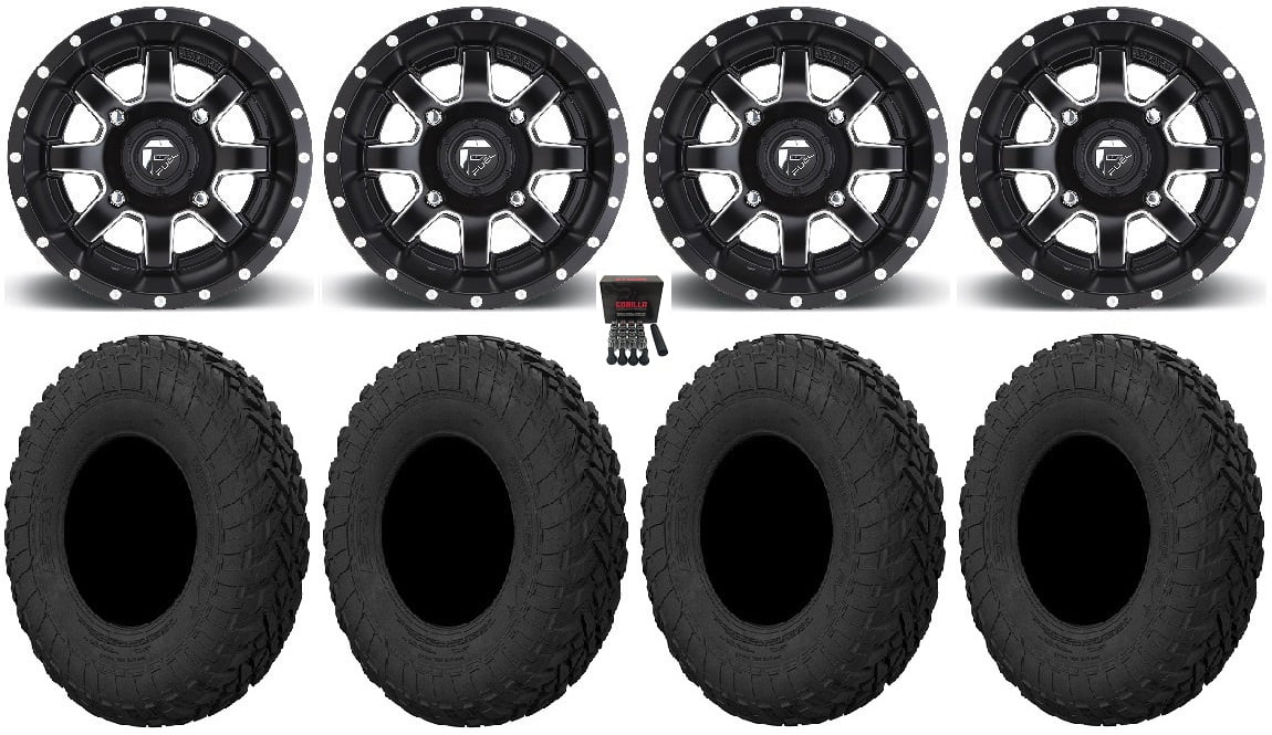 Fuel Maverick 15" Wheels Black 33" Gripper R/T Tires Polaris RZR XP ...