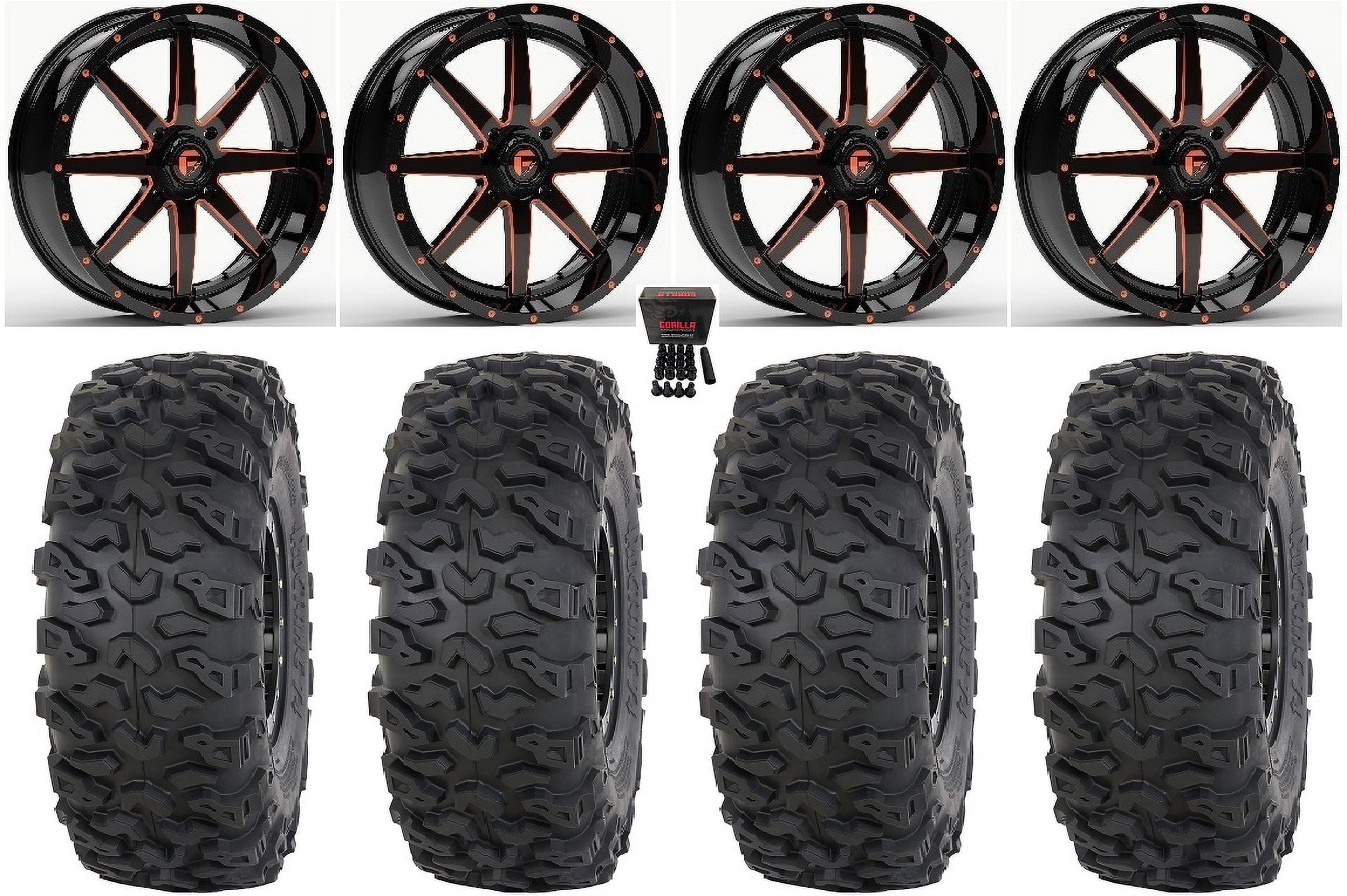 Fuel Maverick 18" Wheels Orange 37" Roctane T4 Tires Polaris RZR XP ...