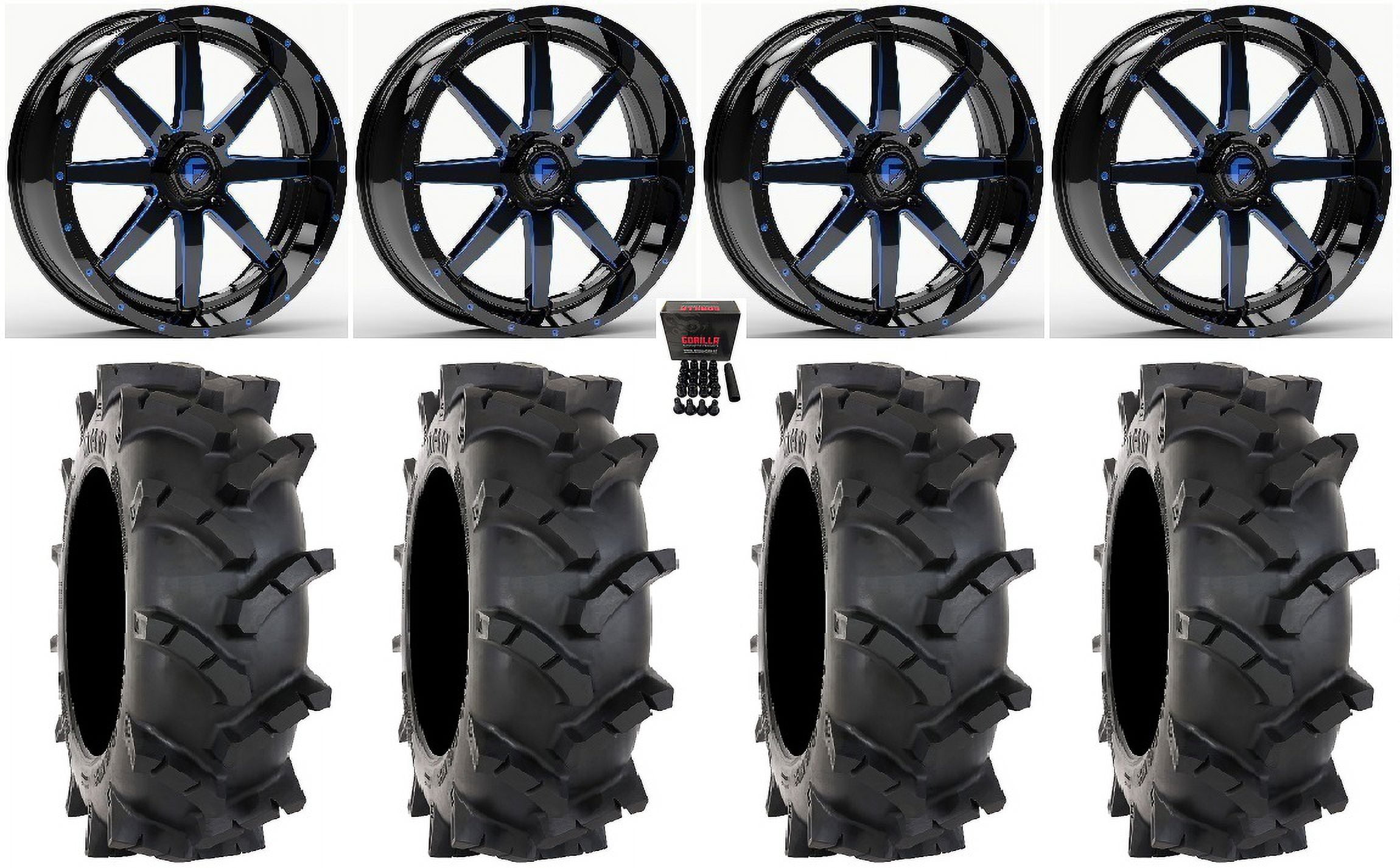 Fuel Maverick 22" Wheels Blue 37" MT410 Tires Polaris RZR XP 1000 / PRO ...