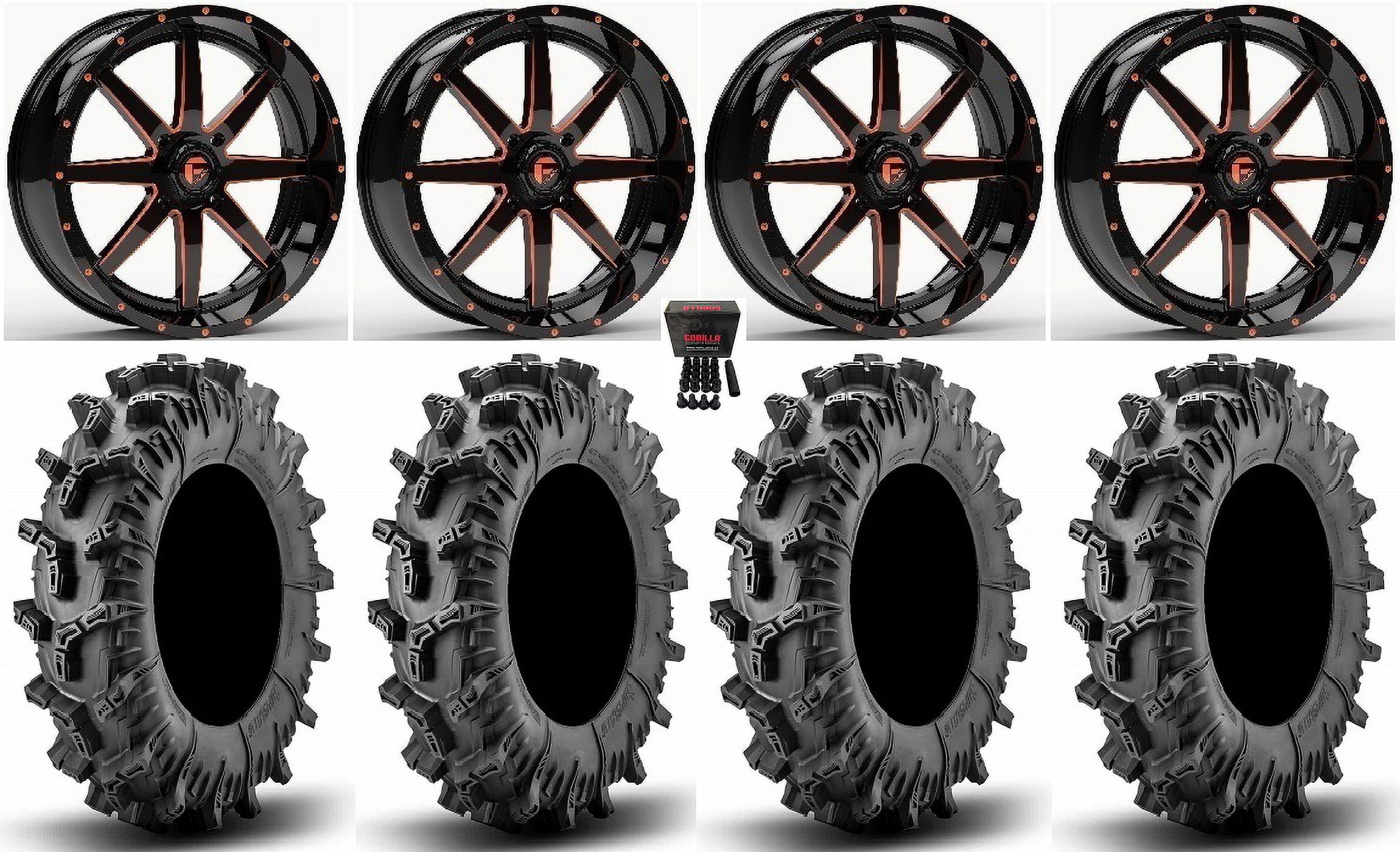 Fuel Maverick 22" Wheels Orange 42" Terminator Max Tires Polaris RZR XP ...