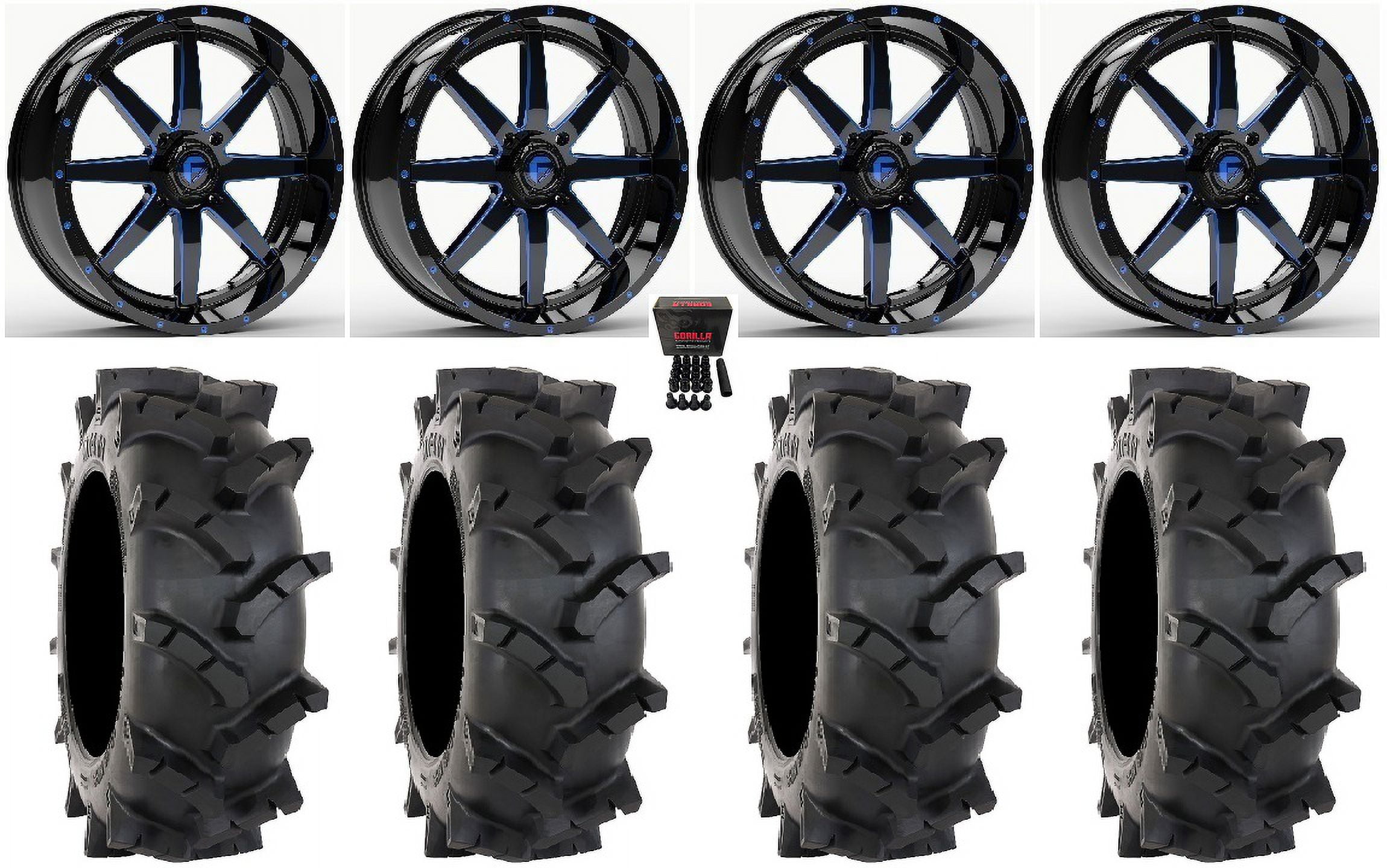 Fuel Maverick 24" Wheels Blue 40" MT410 Tires Can-Am Maverick X3 ...
