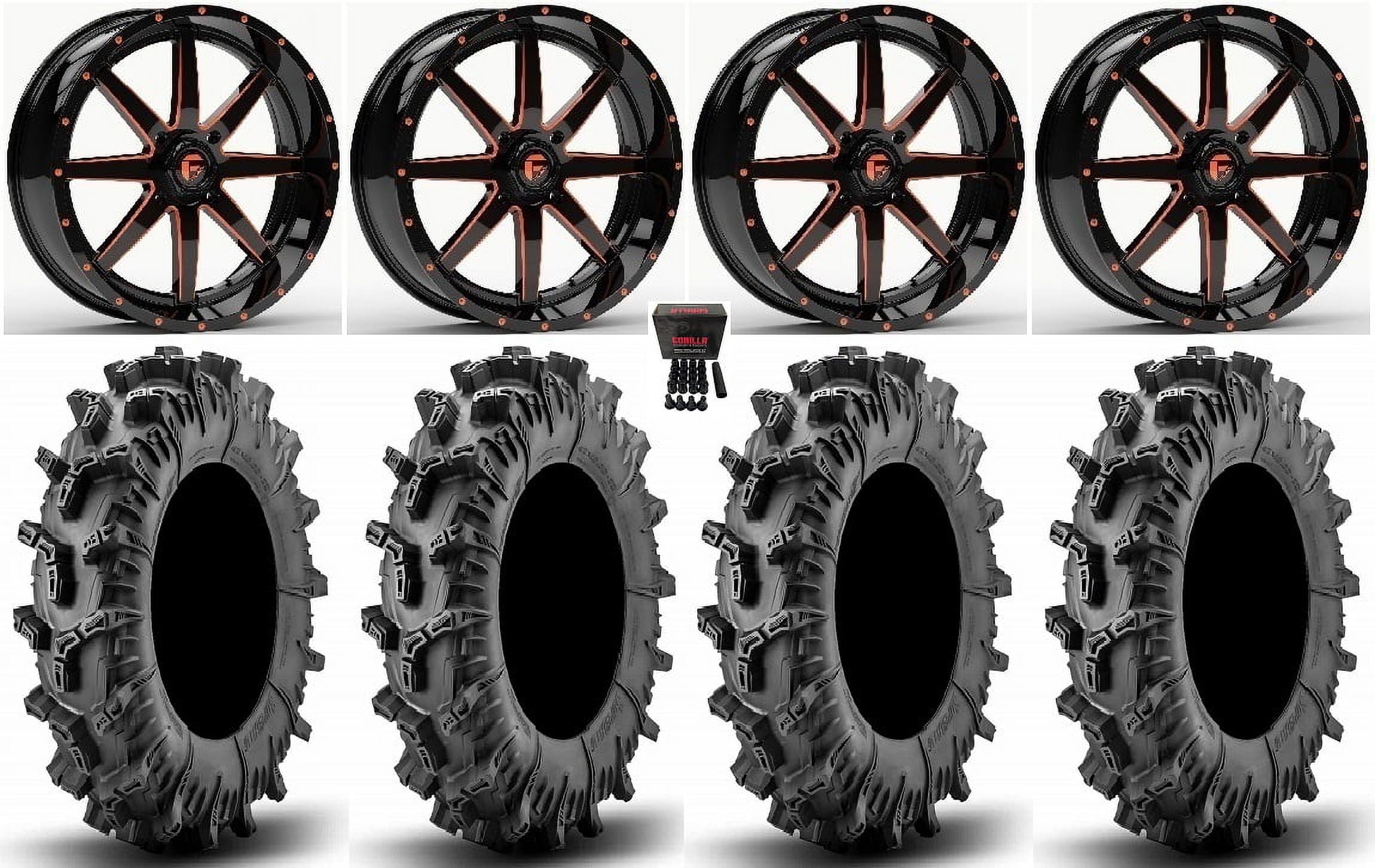 Fuel Maverick 24" Wheels Orange 44" Terminator Max Tires Polaris RZR XP ...