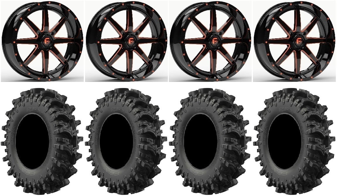 Fuel Maverick 24" Wheels Orange 50" MotoSlayer Tires Polaris RZR XP ...