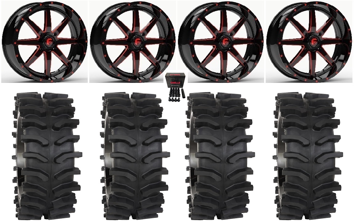 Fuel Maverick 24" Wheels Red 44" XT400W Tires Can-Am Maverick X3 ...