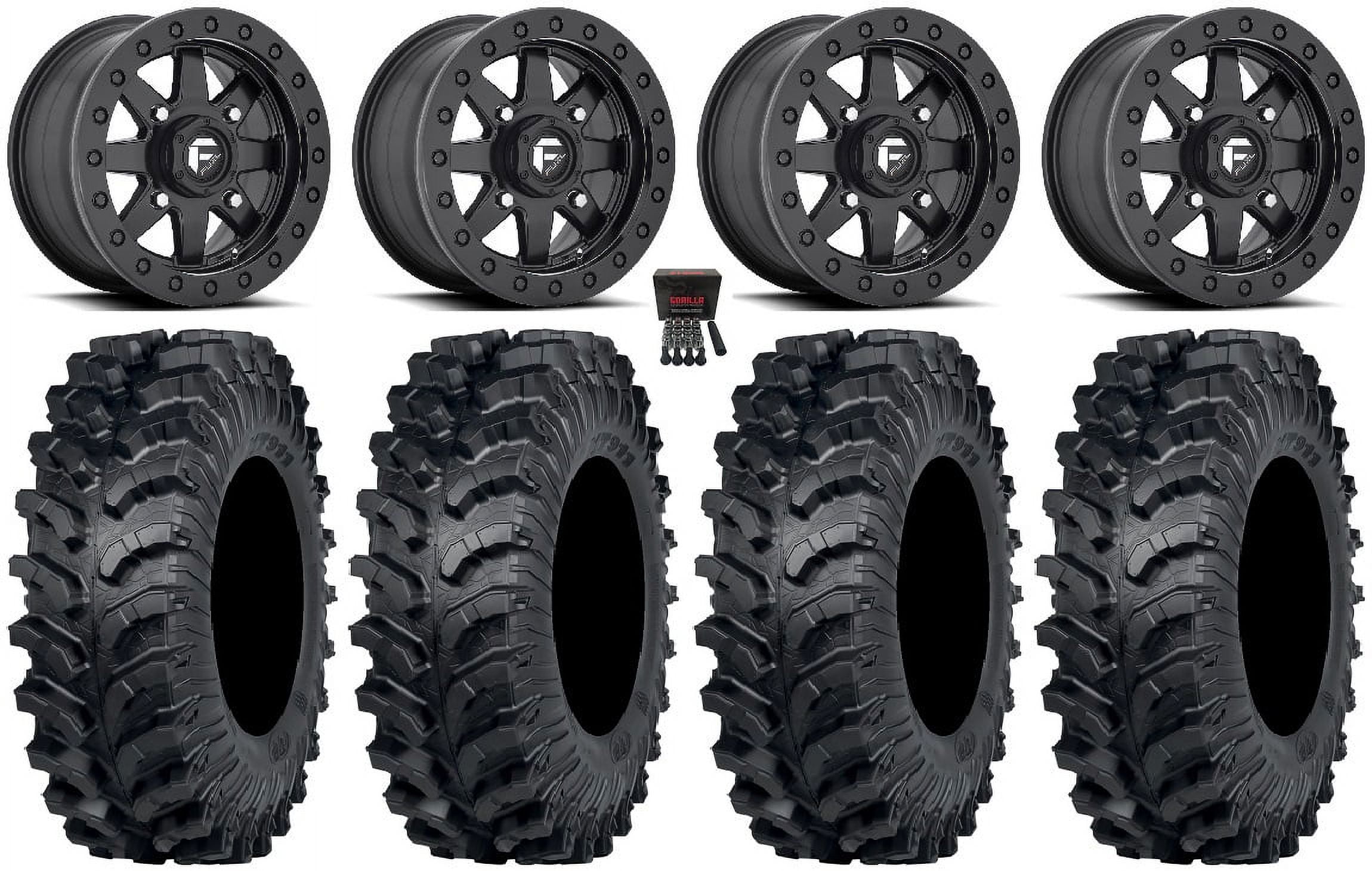 Fuel Maverick Bdlk 15" Wheels Bk 30" MT911 Tires Polaris RZR XP 1000 ...