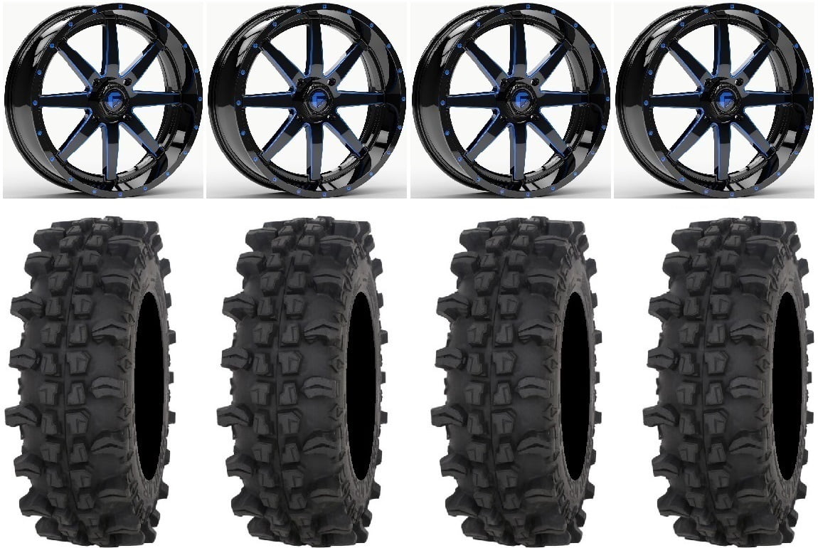 "Fuel Maverick 20"" UTV Rims, Blue, 35"" ACP Tires, Fits Can-Am ...
