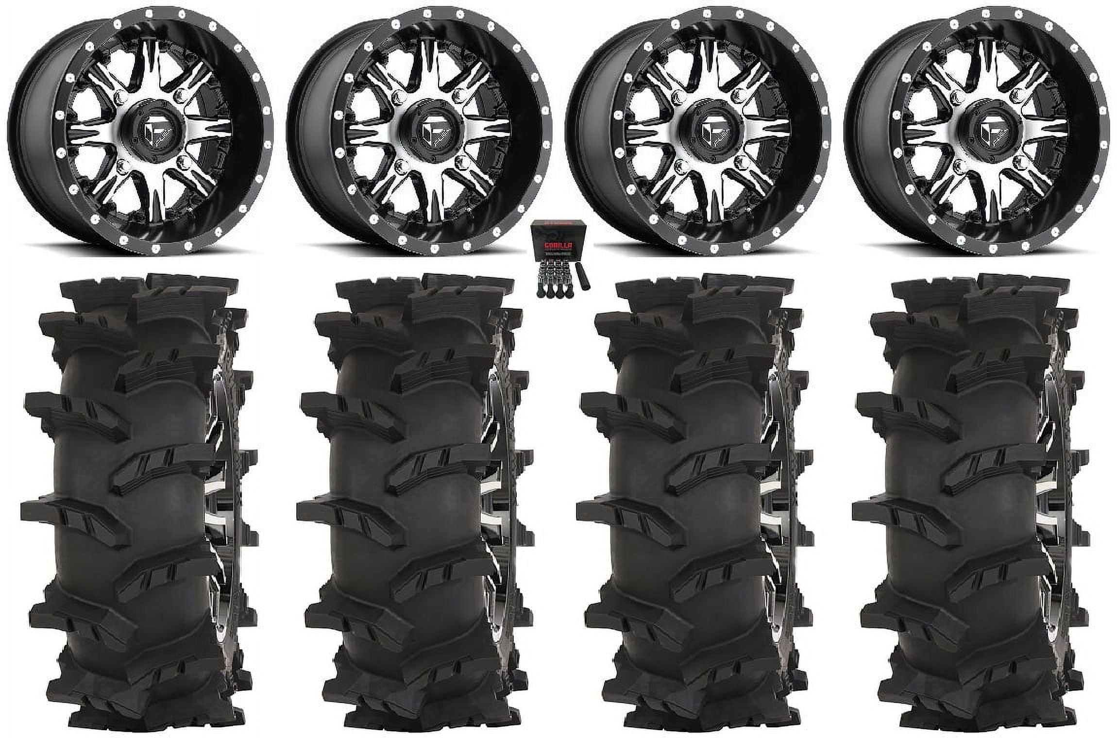 Fuel Nutz 14" Wheels Black 32" Outlaw Max Tires Sportsman RZR Ranger ...