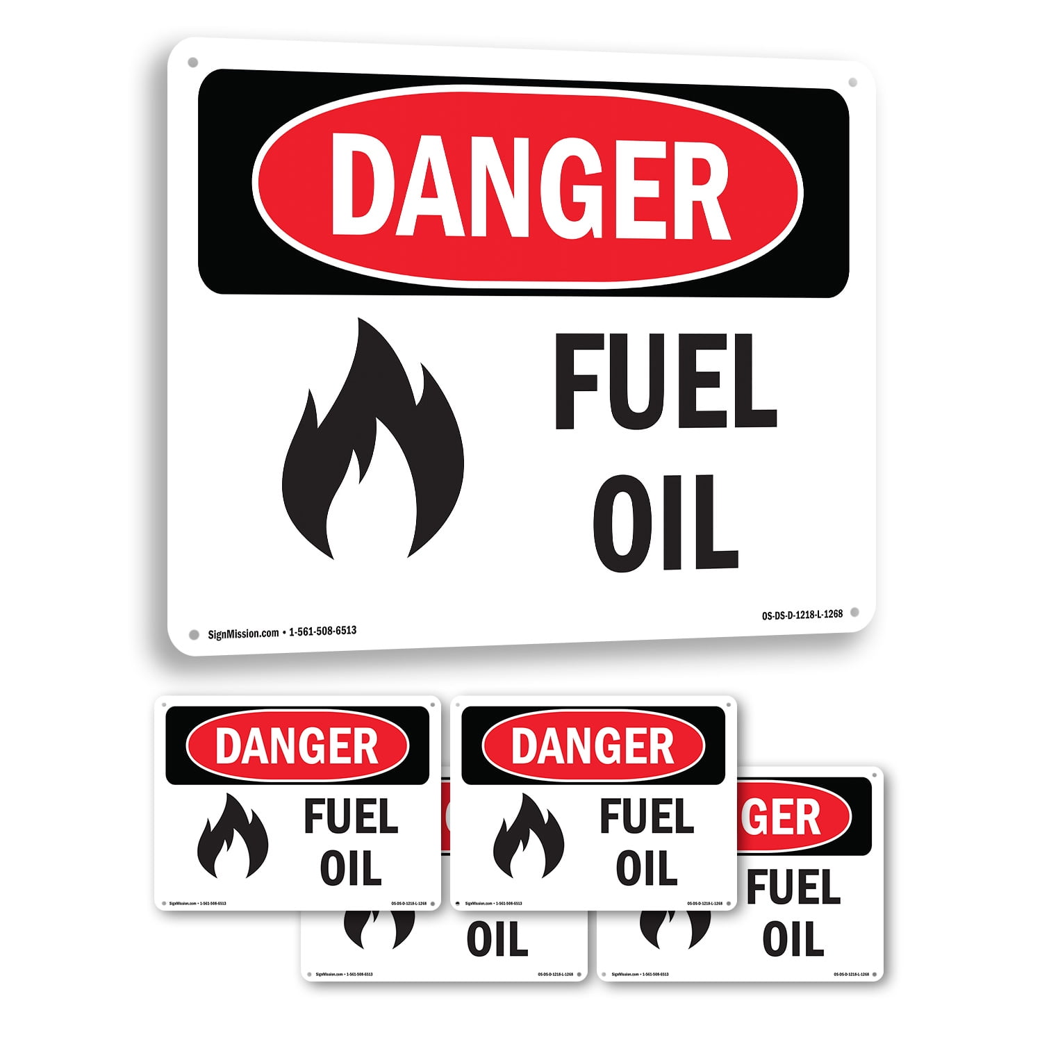 Fuel Oil OSHA Danger Rigid Plastic Sign 10 Inch x 7 Inch - 5 Pack ...