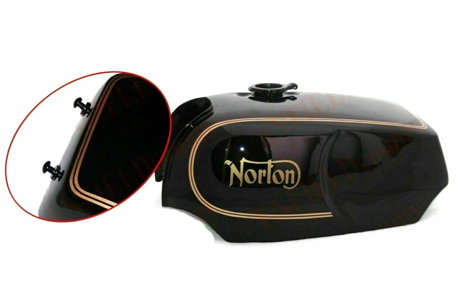 Fuel Petrol Tank With Hooks Steel Black Painted & Striped Norton ...