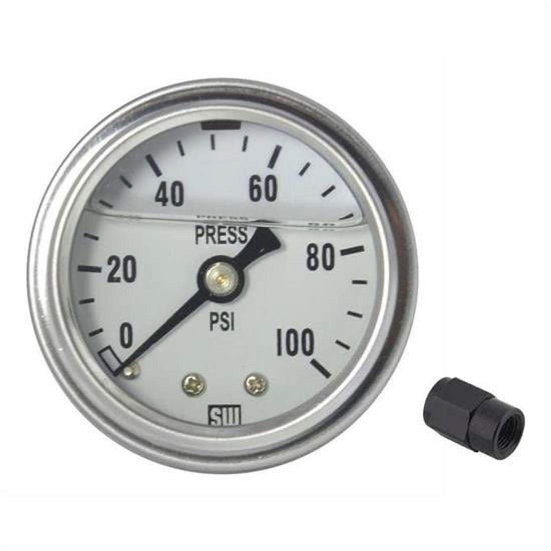 Fuel Pressure Gauge and LS Fuel Pressure Adapter, 100 psi, White ...