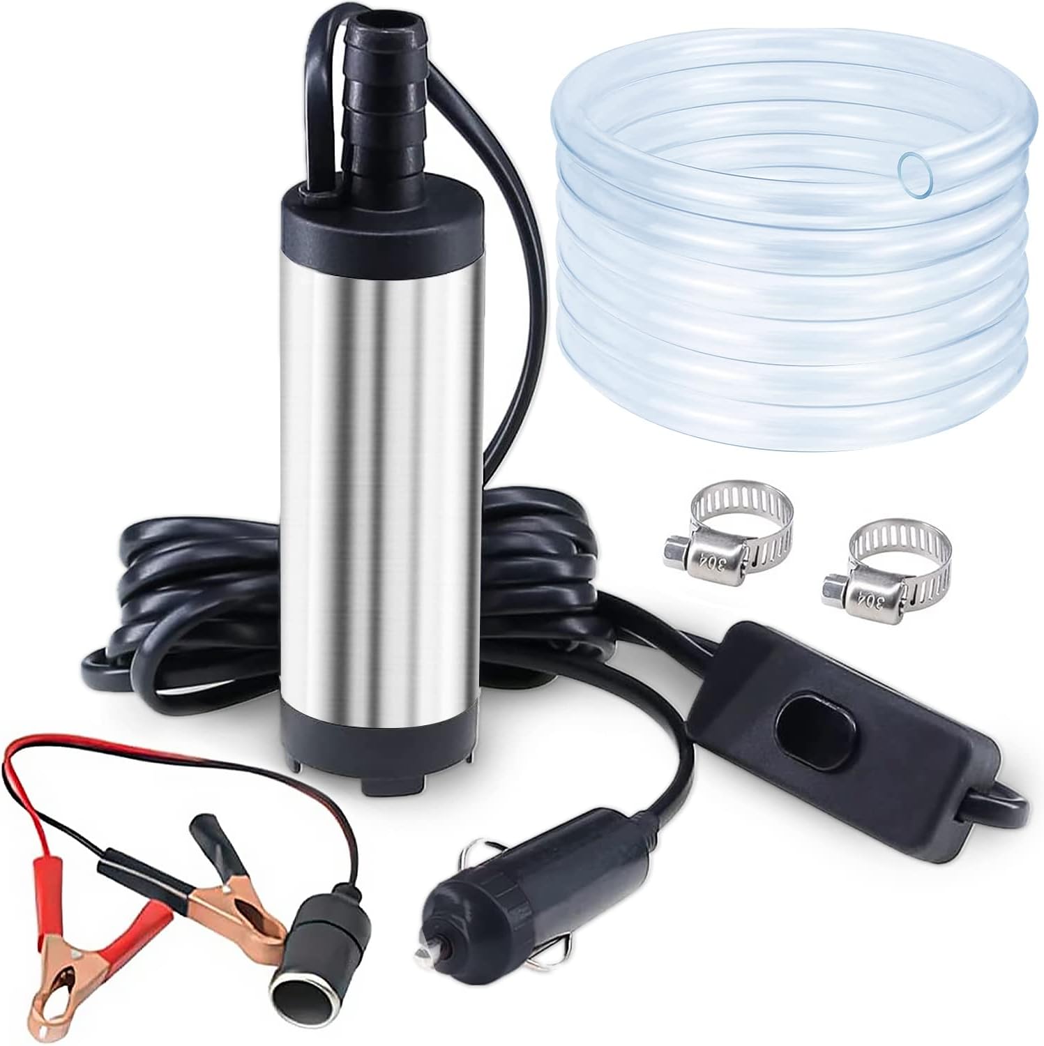 Fuel Pump,12V Diesel Pump Portable Oil Water Transfer Pump Stainless ...