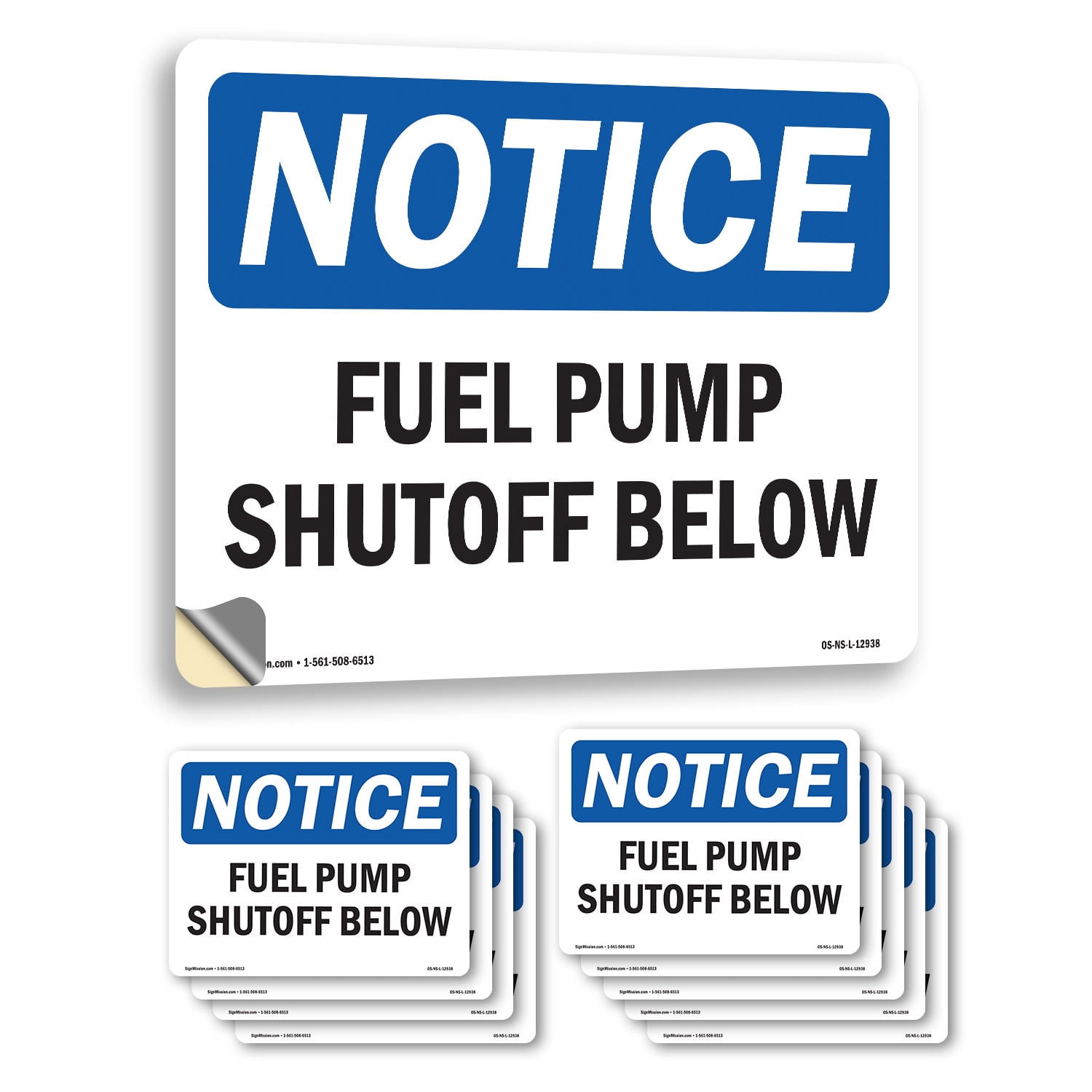 Fuel Pump Shutoff Below OSHA Notice Vinyl Decal Label 24 Inch x 18 Inch ...