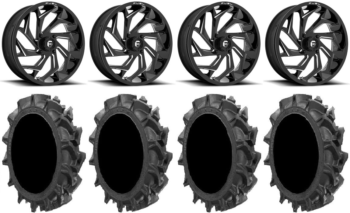 Fuel Reaction 18" Wheels Black 32" MotoHavok Tires Sportsman RZR Ranger ...