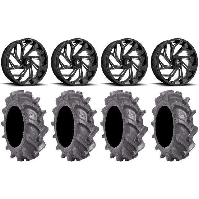 Fuel Reaction 22" Wheels Black +0mm 40" BKT AT 171 Tires Sportsman RZR ...