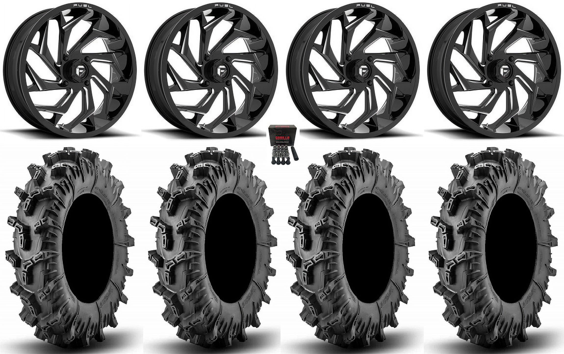 Fuel Reaction 22" Wheels Black +0mm 42" Terminator Max Tires Can-Am ...