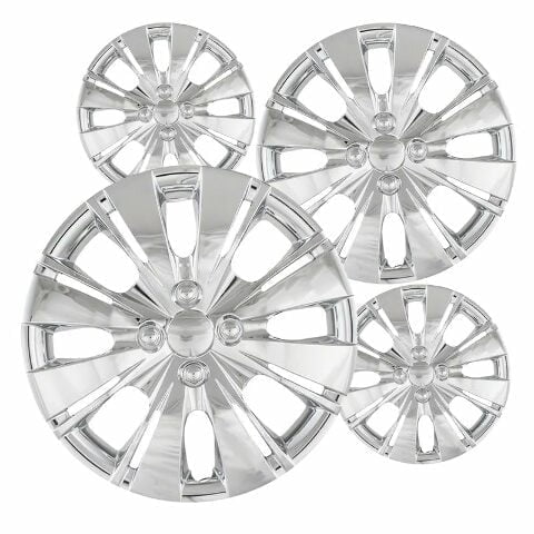 Fuel Rider Set of 4 15 inch Silver Snap-On Hubcaps With 8 Split Spoke ...