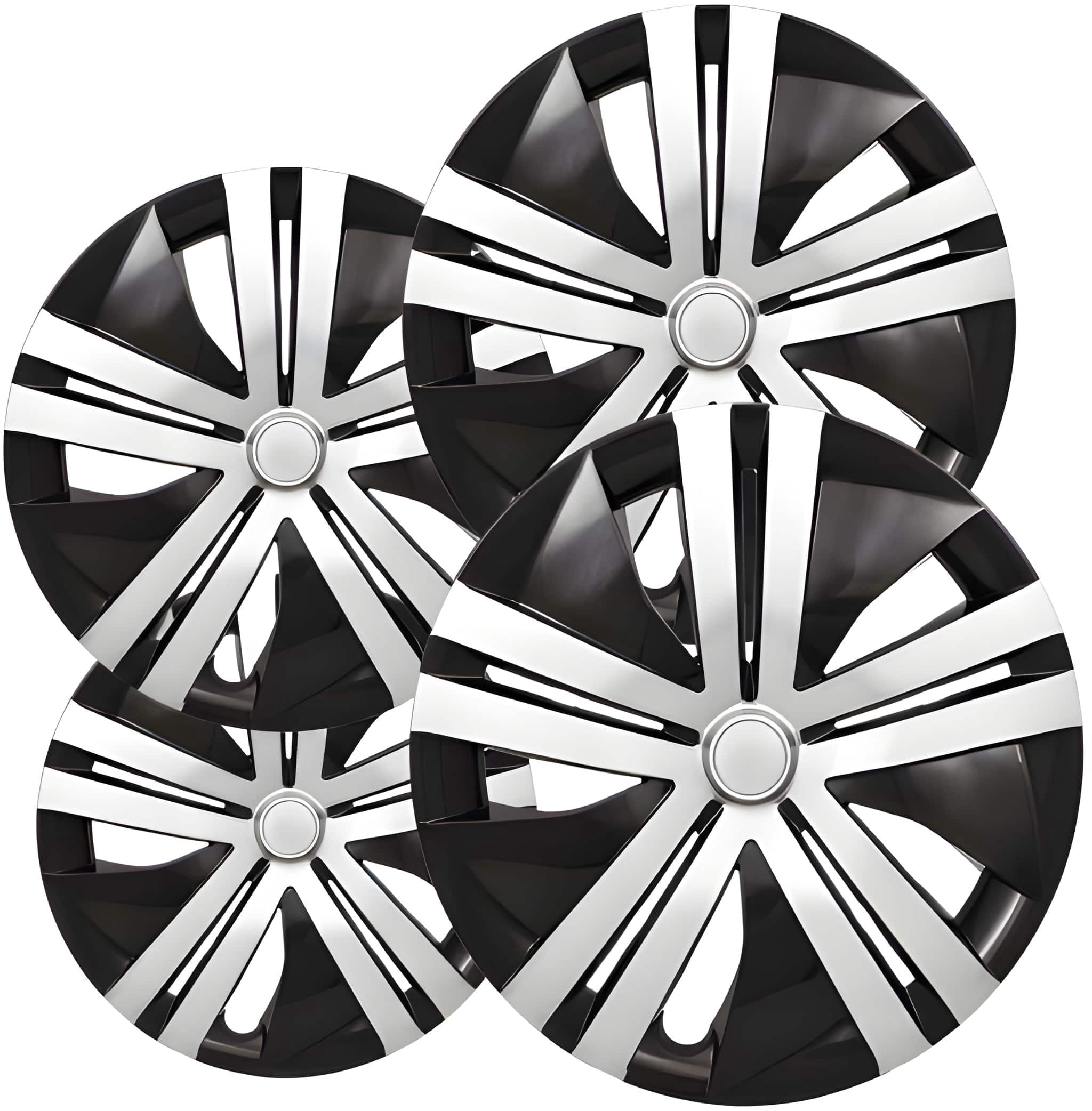 Fuel Rider Set of 4 16 inch Silver & Black Snap-On Hubcaps with 10 ...