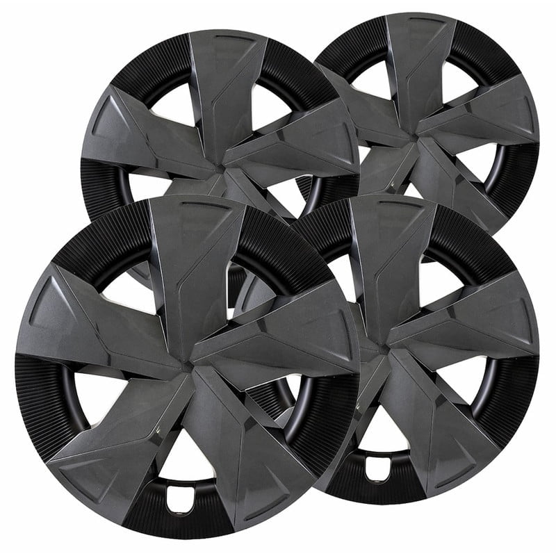 Fuel Rider Set of 4 17 inch Black Charcoal Snap-On Hubcaps With 5 Spoke ...