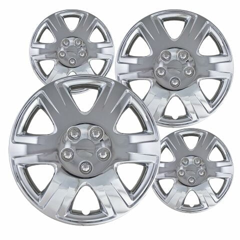 Fuel Rider Set of 4 Semi-Universal 15 inch Chrome Snap-On Hubcaps With ...