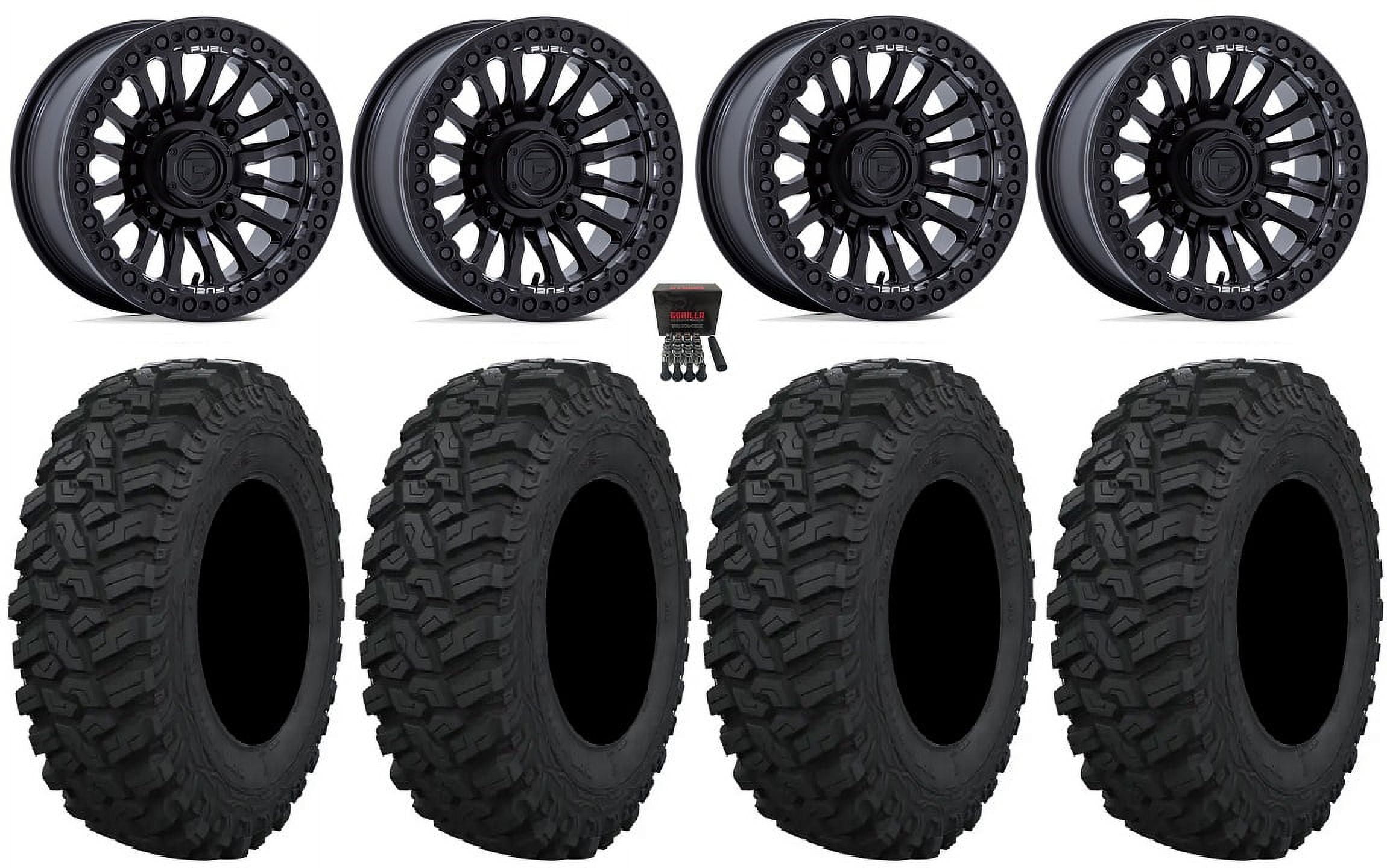 Fuel Rincon Bdlk 15" Wheels Bk 33" Trekker Tires Sportsman RZR Ranger ...