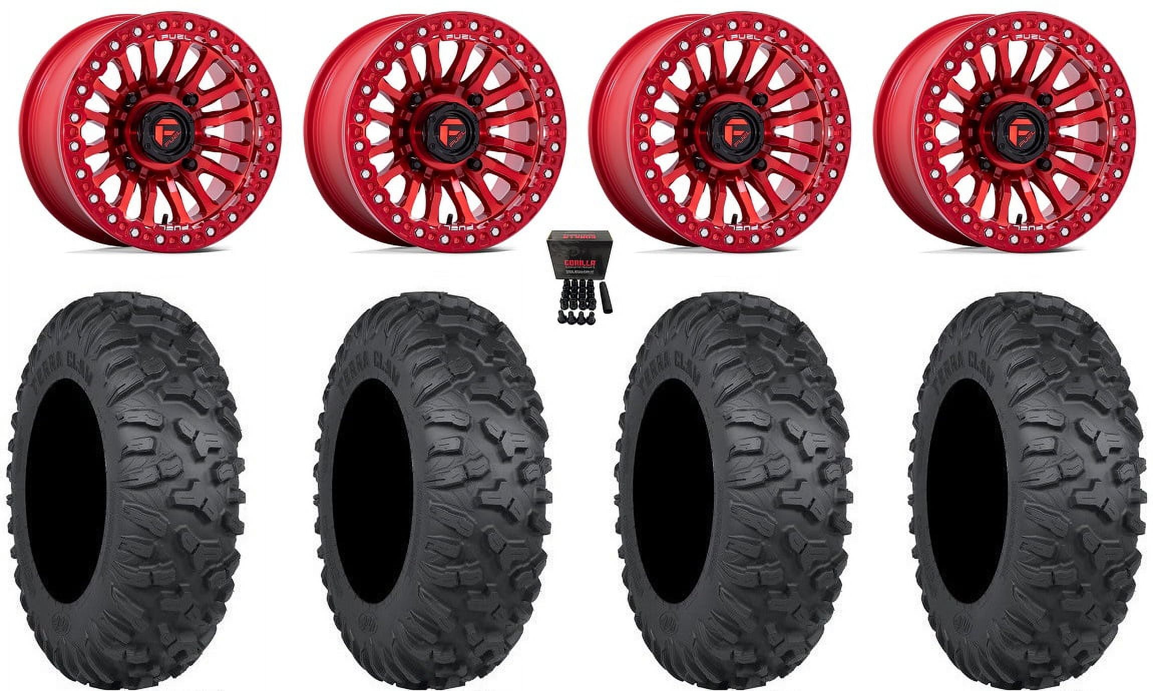 Fuel Rincon Bdlk 15" Wheels Red 30" Terra Claw Tires Can-Am Maverick X3 ...