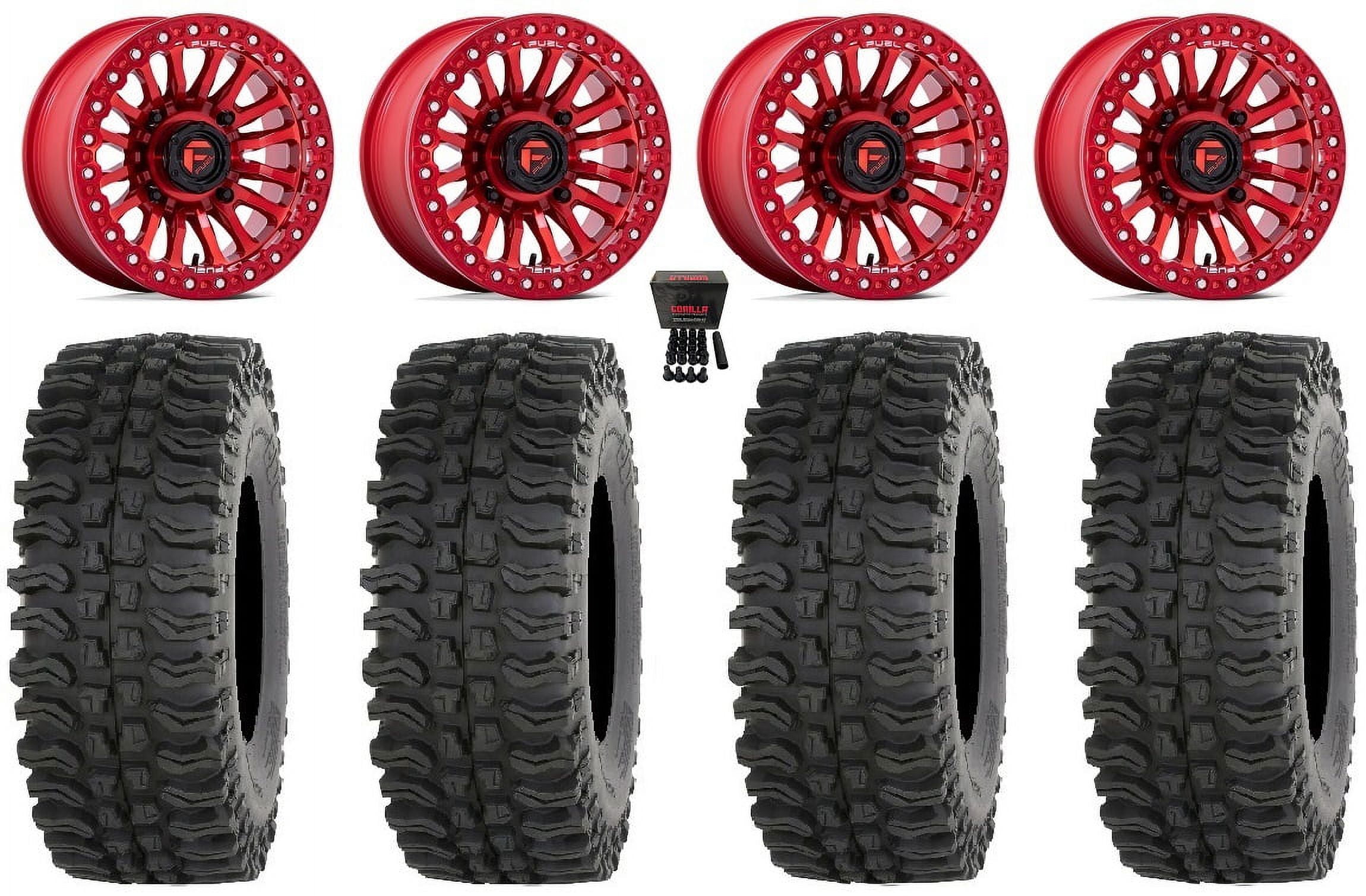 Fuel Rincon Bdlk 15" Wheels Red 32" BDC Tires Can-Am Commander Maverick ...