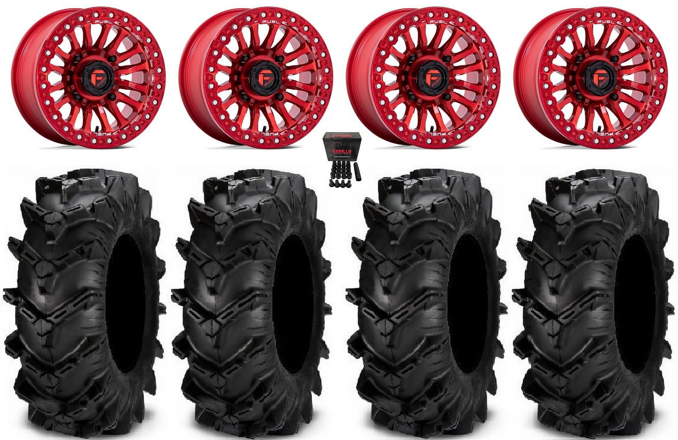 Fuel Rincon Bdlk 15" Wheels Red 32" Cryptid Tires Kawasaki Teryx Mule ...