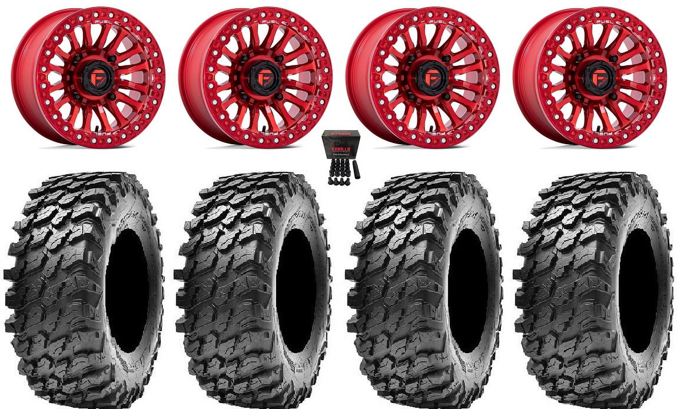 Fuel Rincon Bdlk 15" Wheels Red 32" Rampage Tires Can-Am Maverick X3 ...