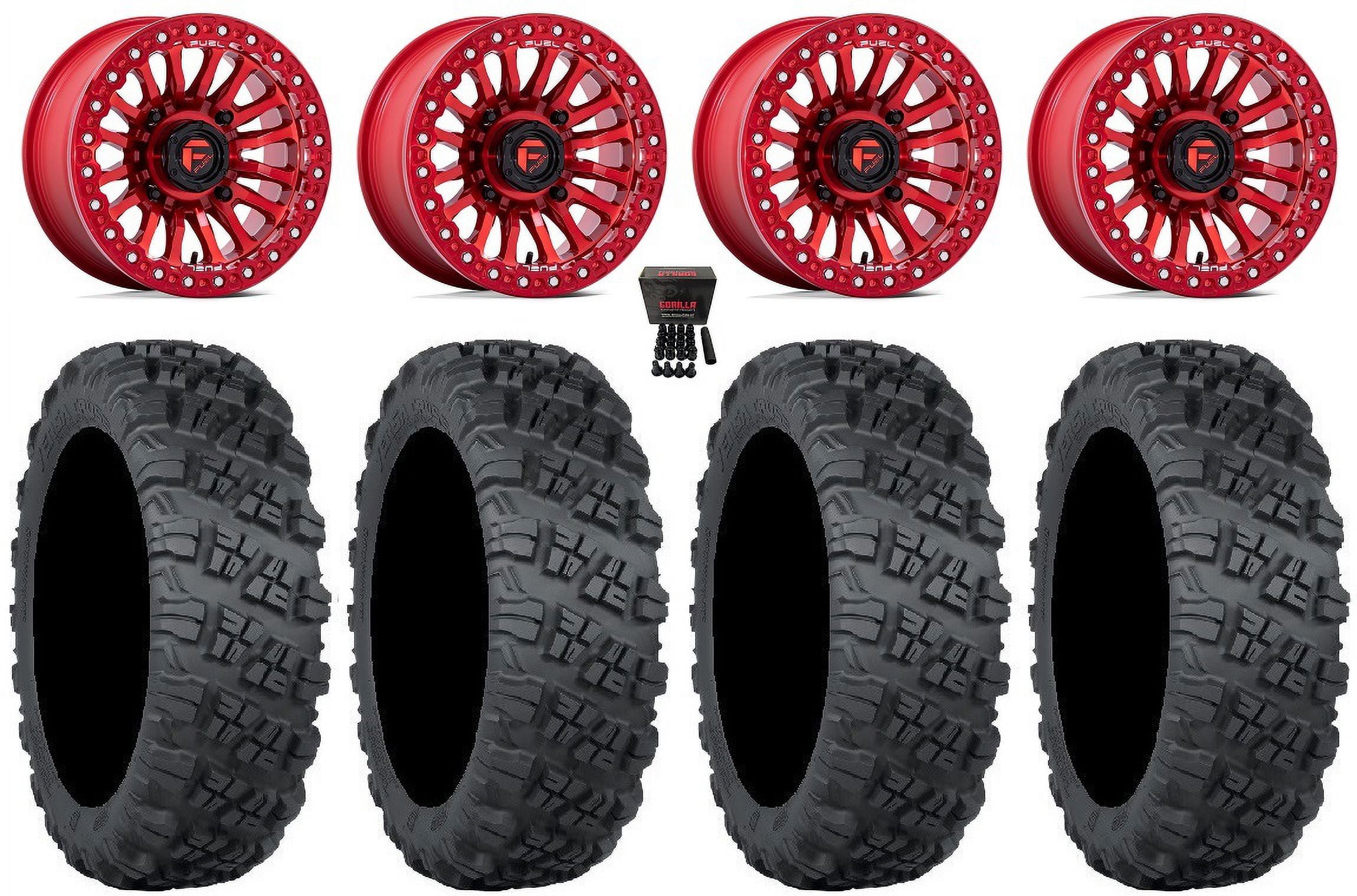 Fuel Rincon Bdlk 15" Wheels Red 32" Versa Cross V3 Tires Sportsman RZR ...