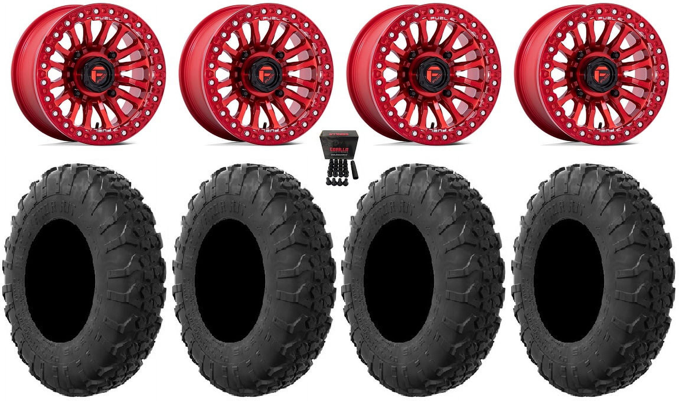 Fuel Rincon Bdlk 15" Wheels Red 33" MotoVator R/T Tires Polaris RZR XP ...