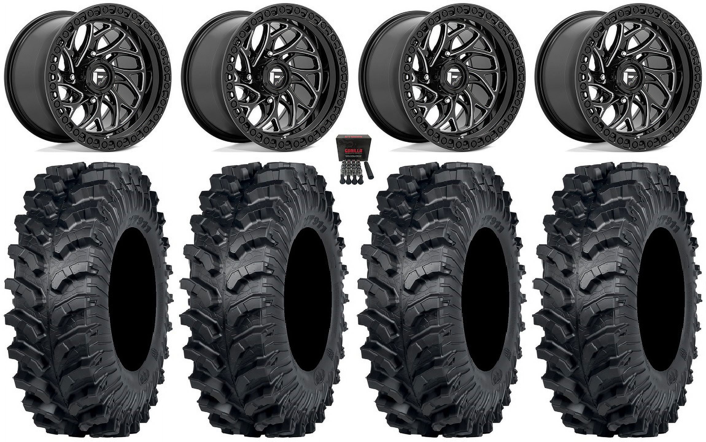 Fuel Runner 15" Wheels Black 30" MT911 Tires Polaris RZR XP 1000 / PRO ...