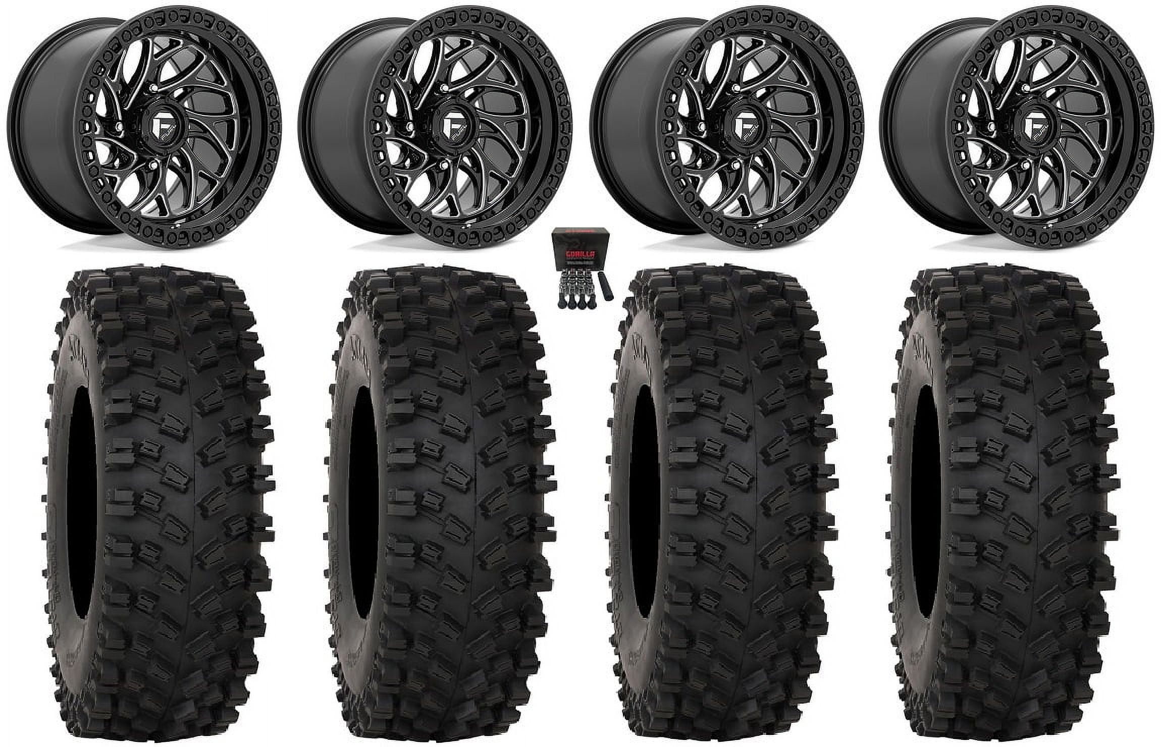 Fuel Runner 15" Wheels Black 32" ATX470 Tires Polaris RZR XP 1000 / PRO ...