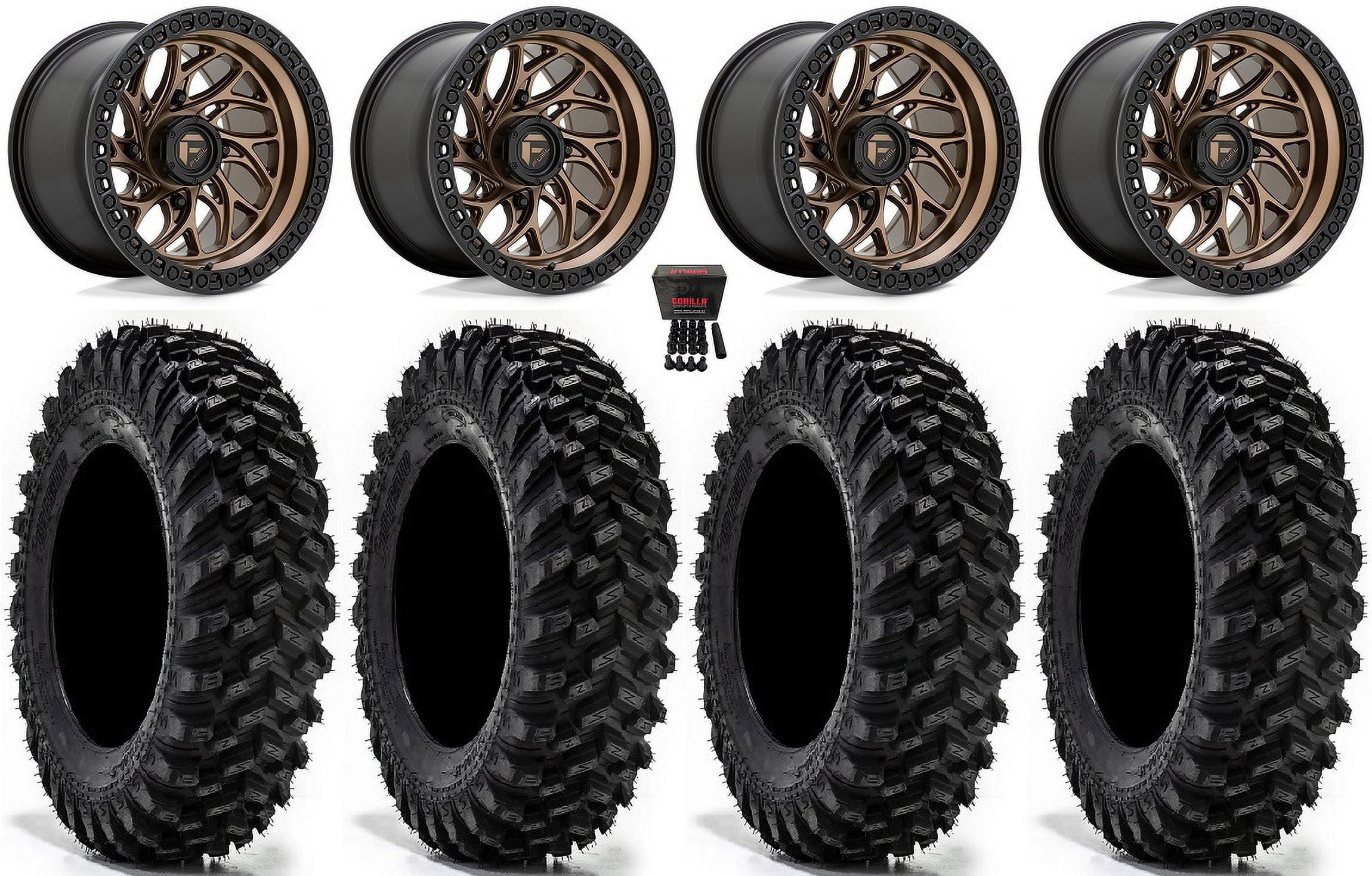 Fuel Runner 15" Wheels Bronze 35" Warrior XT Tires Kawasaki Teryx Mule ...