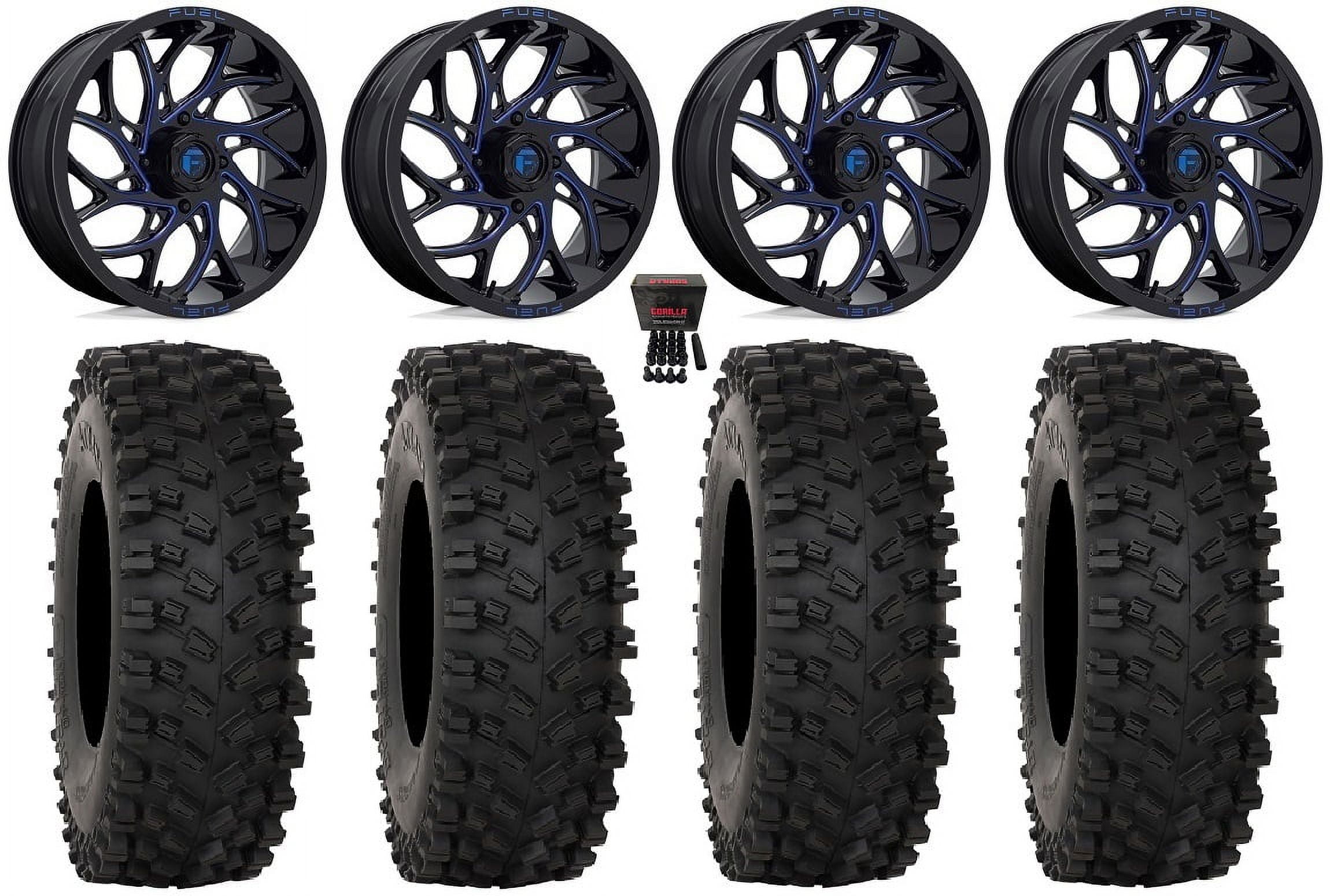 Fuel Runner 18" Wheels Blue 35" ATX470 Tires Can-Am Commander Maverick ...