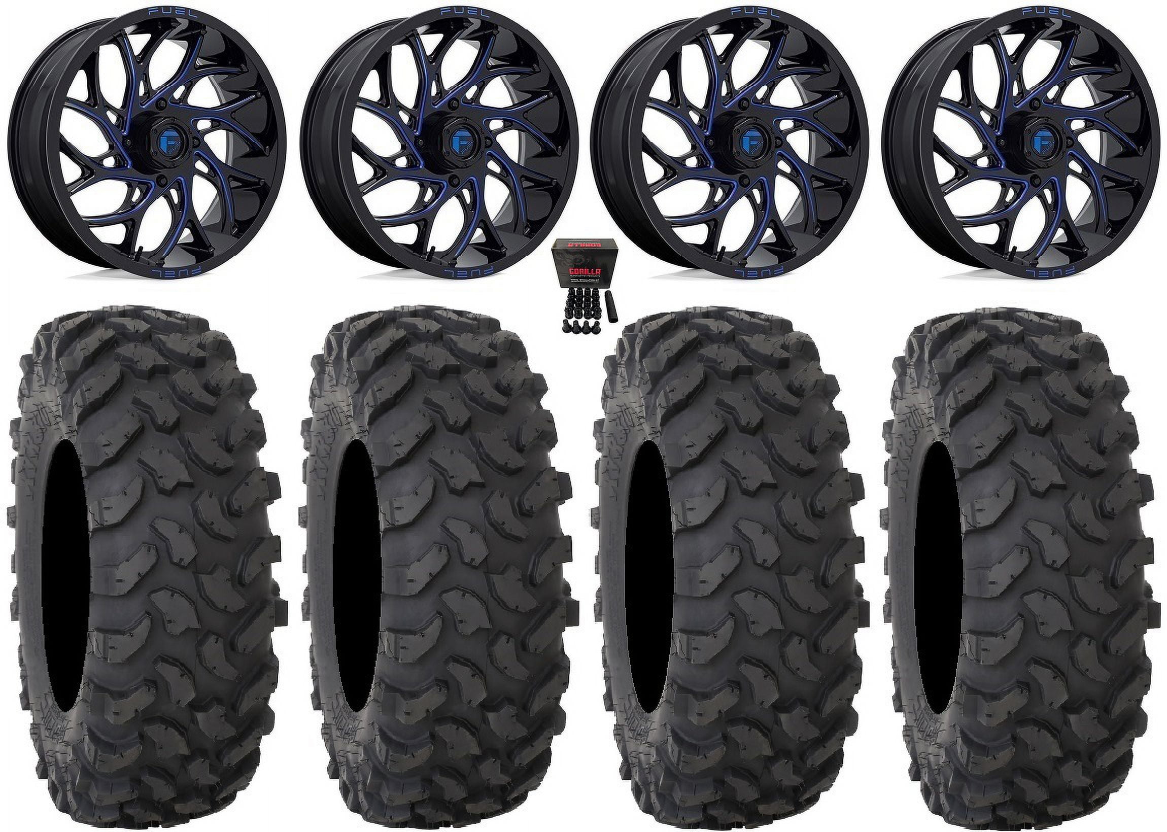 Fuel Runner 18" Wheels Blue 35" XTR370 Tires Polaris RZR XP 1000 / PRO ...